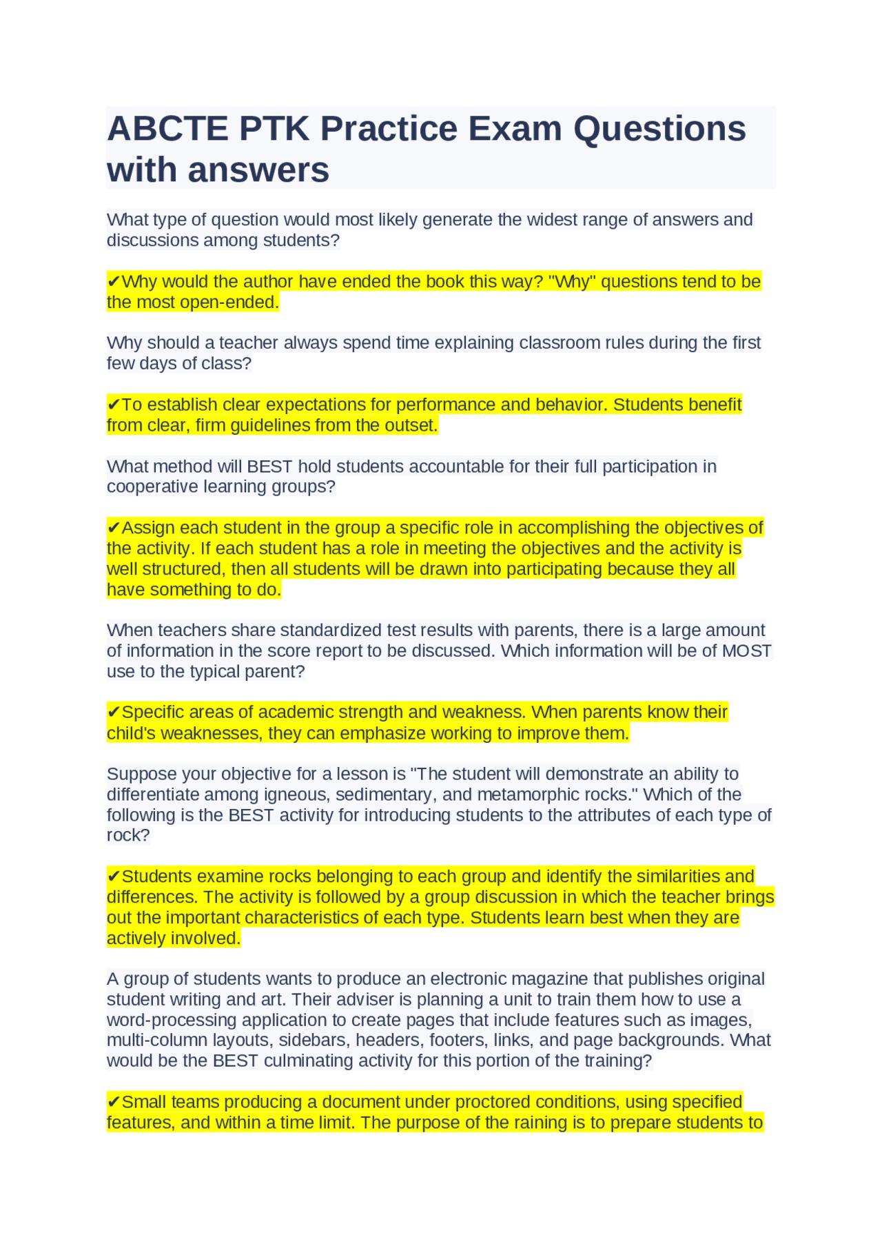 Abcte Ptk Practice Exam Questions With Answers Exams Advanced