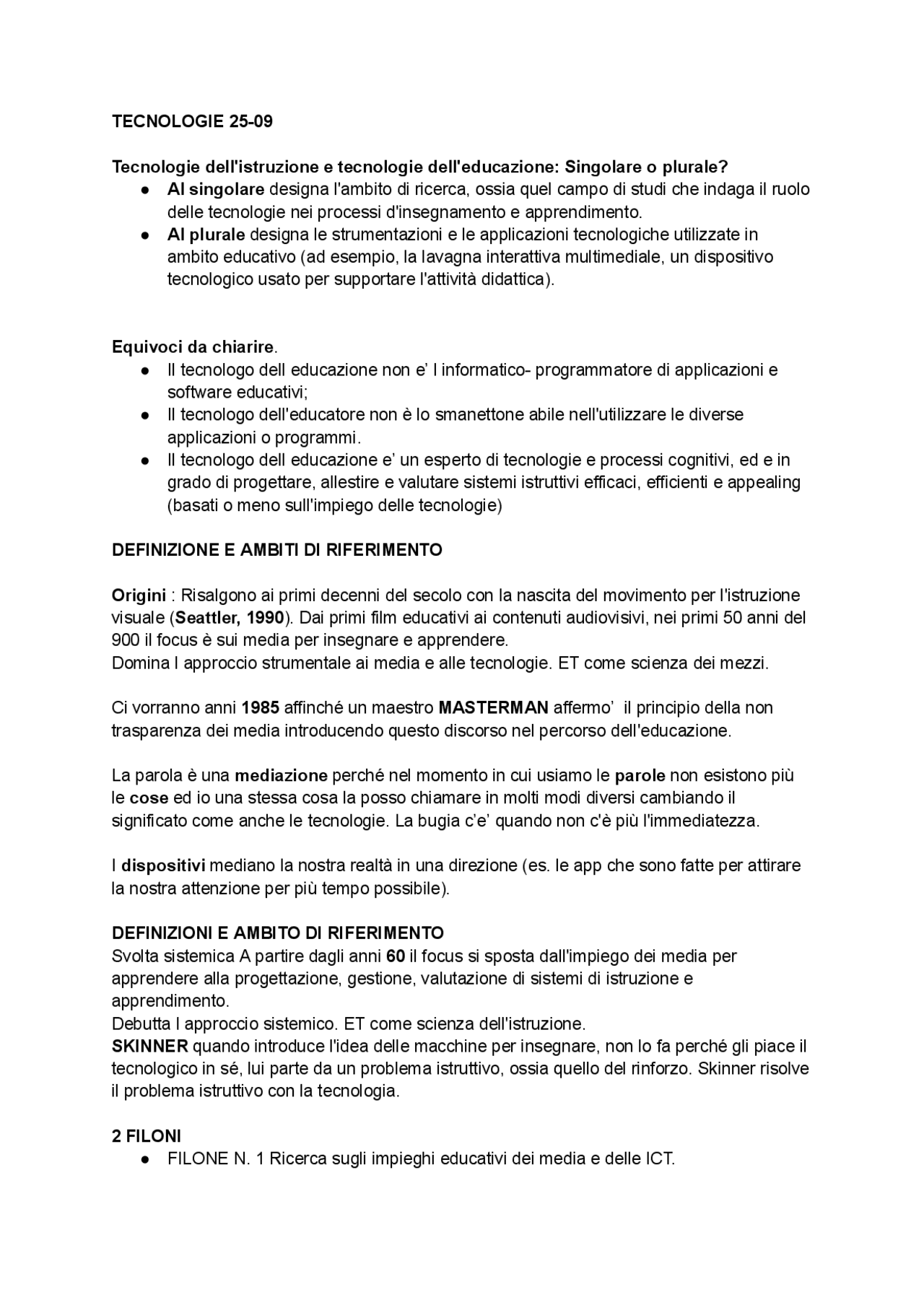 Appunti lezione 25/09 TECNOLOGIE DELL’ISTRUZIONE MARIA RANIERI ...