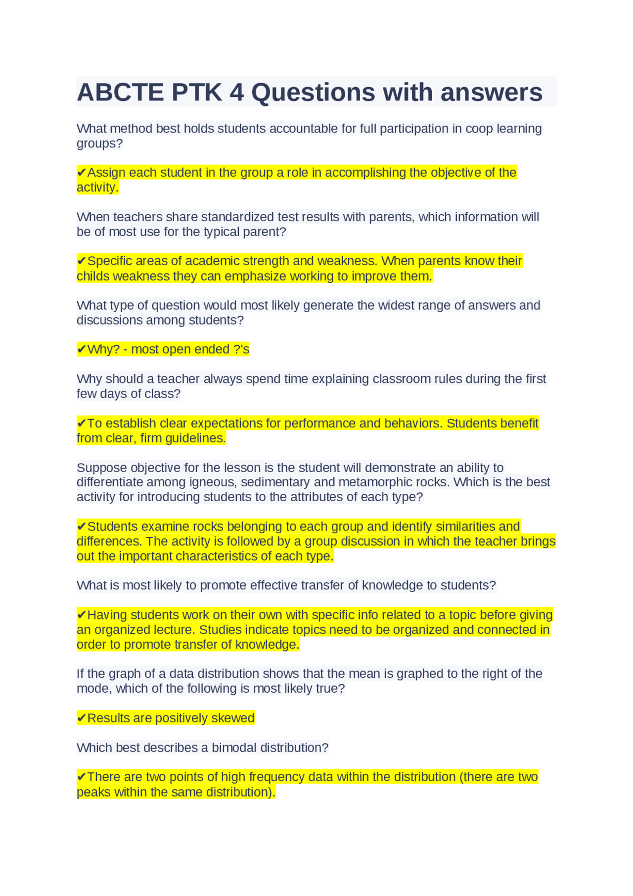 Abcte Ptk 4 Questions With Answers Exams Advanced Education Docsity