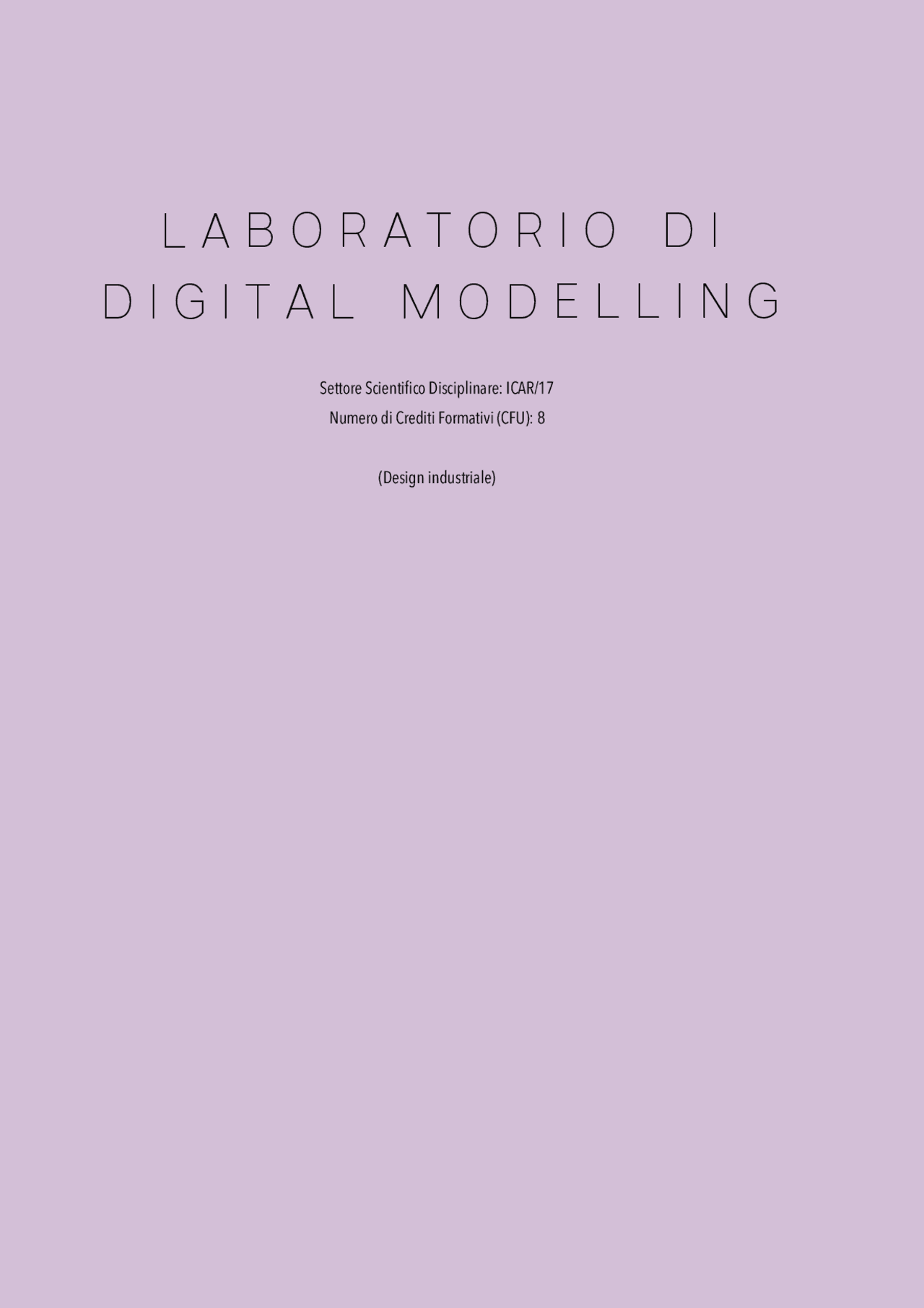 Laboratorio Di Digital Modelling Appunti Di Design Docsity