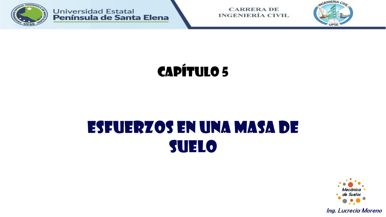 Esfuerzo en una masa de suelo | Diapositivas de Mecánica de suelos | Docsity