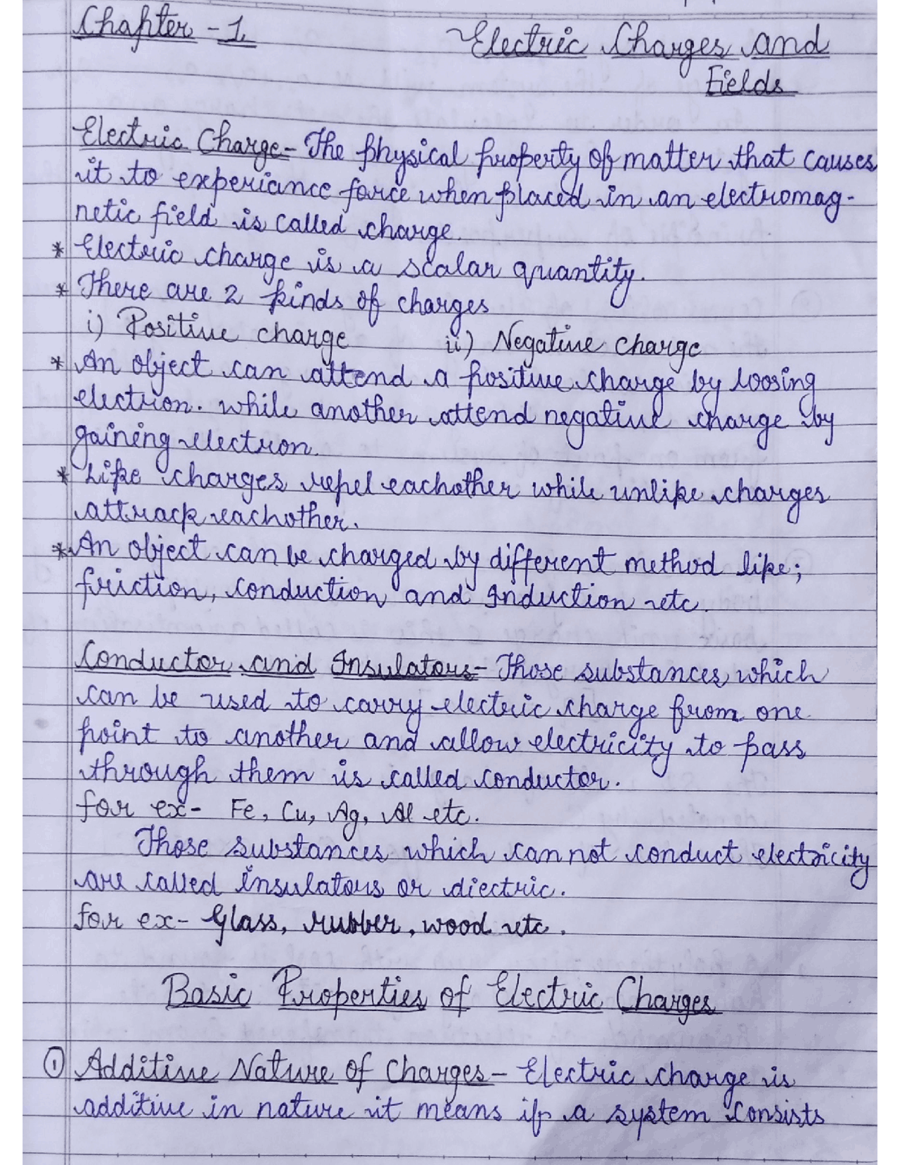 Electric Charges & Fields | Study notes Physics | Docsity