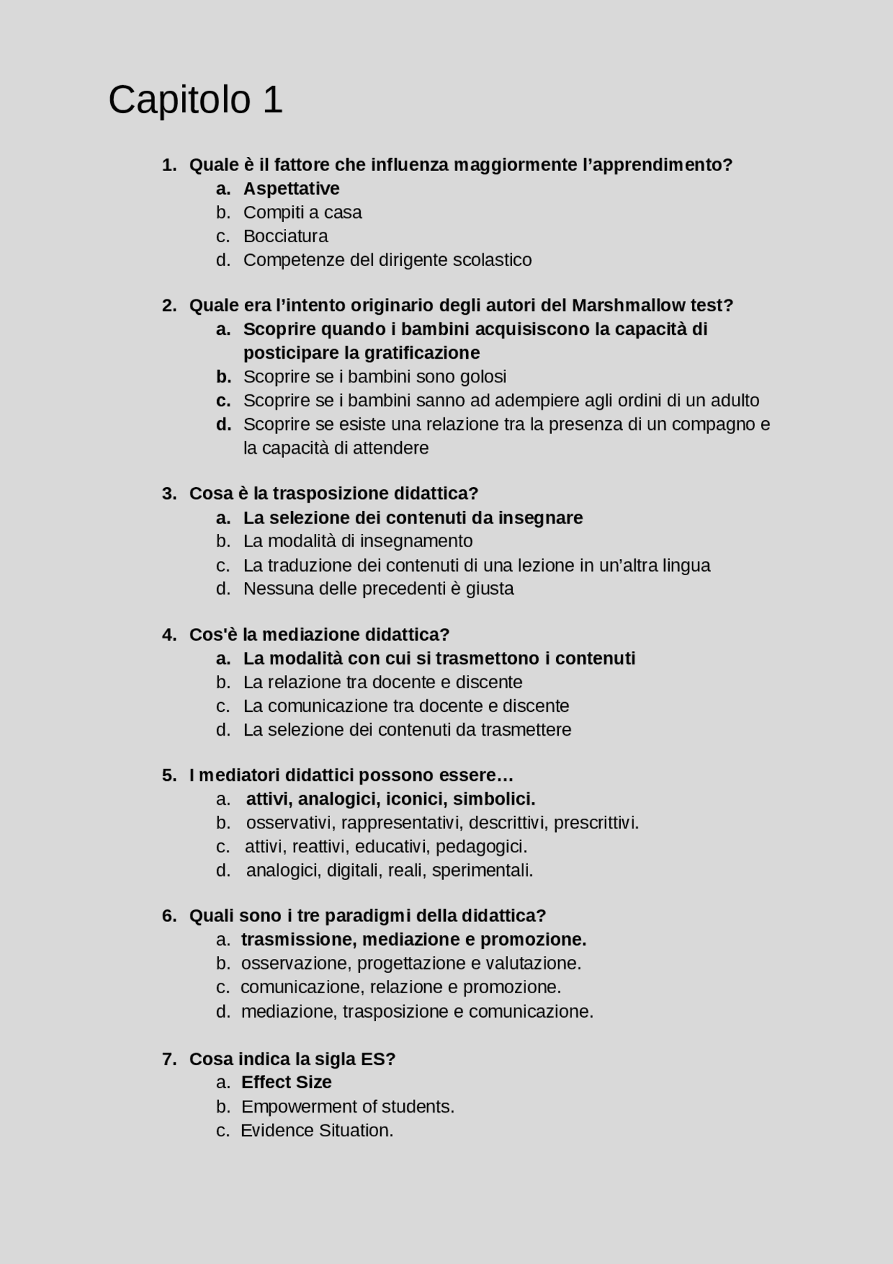 Domande Esame Scritto Didattica Generale Prove Desame Di Didattica