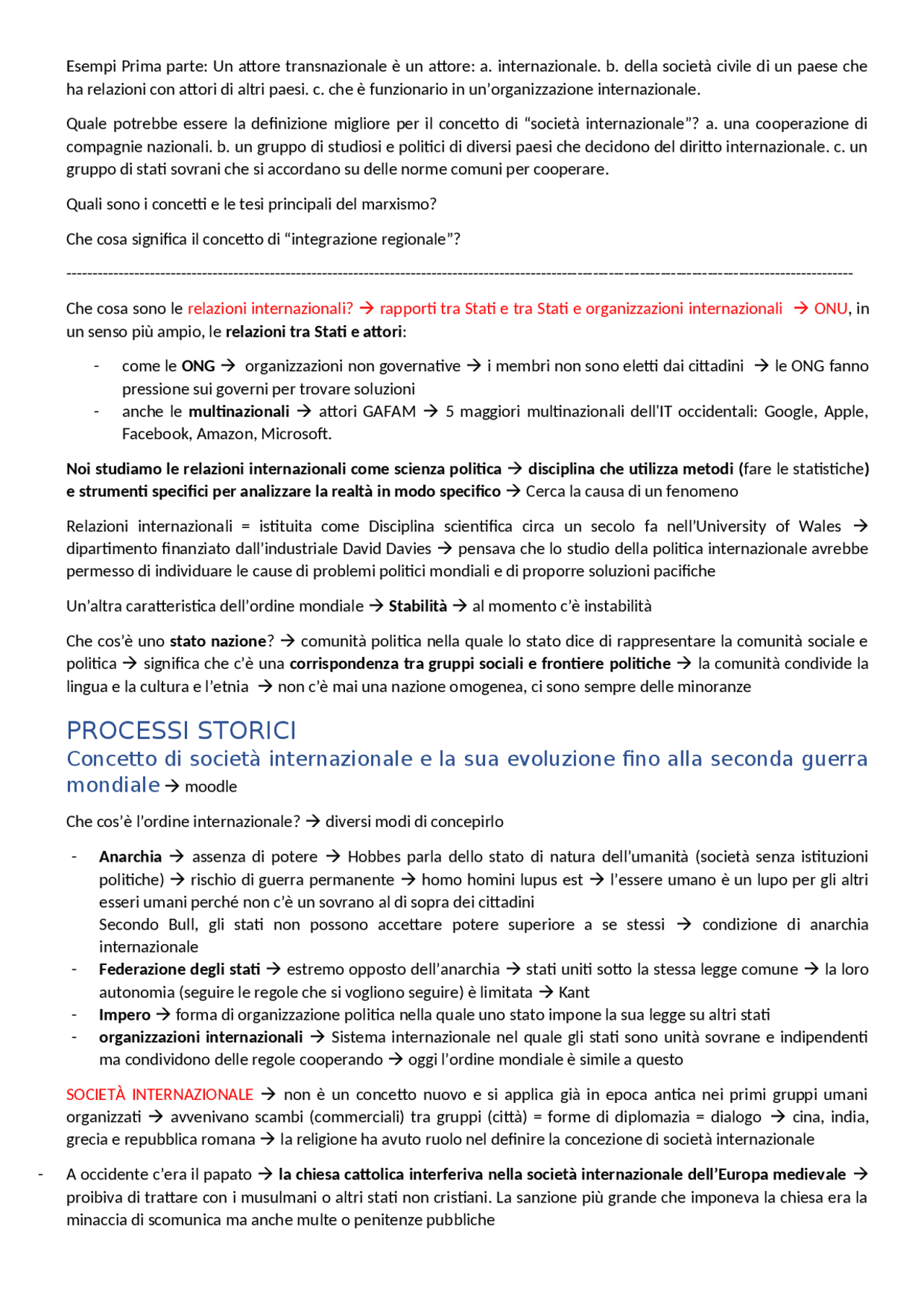Appunti Del Corso Di Relazioni Internazionali Modulo 1 Appunti Di