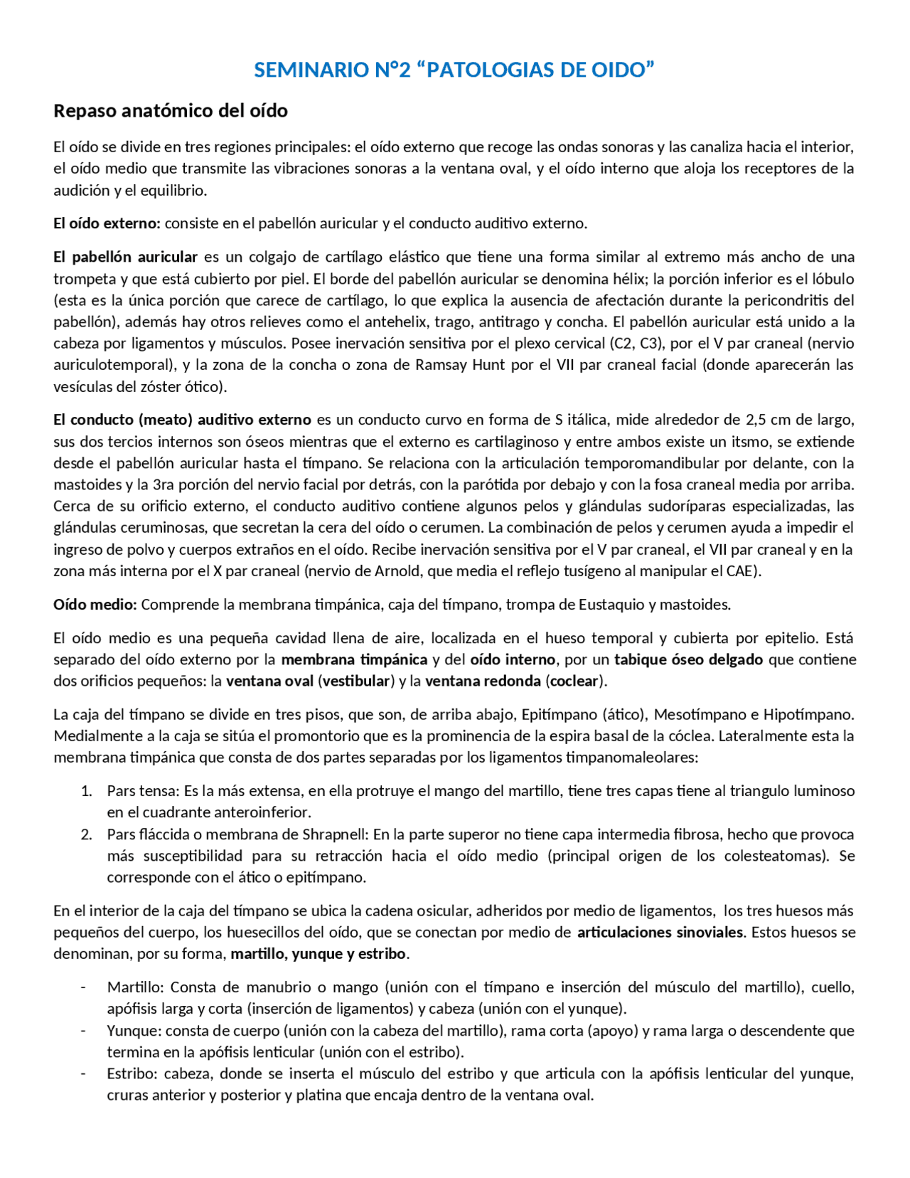 Patologia Oido Externo E Interno Apuntes De Semiología Docsity