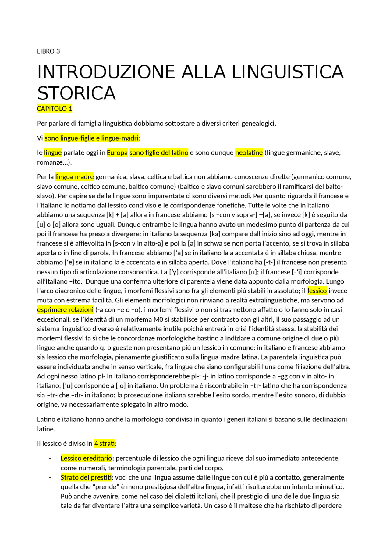Riassunto: INTRODUZIONE ALLA LINGUISTICA STORICA di Fanciullo | Sbobinature di Glottologia | Docsity