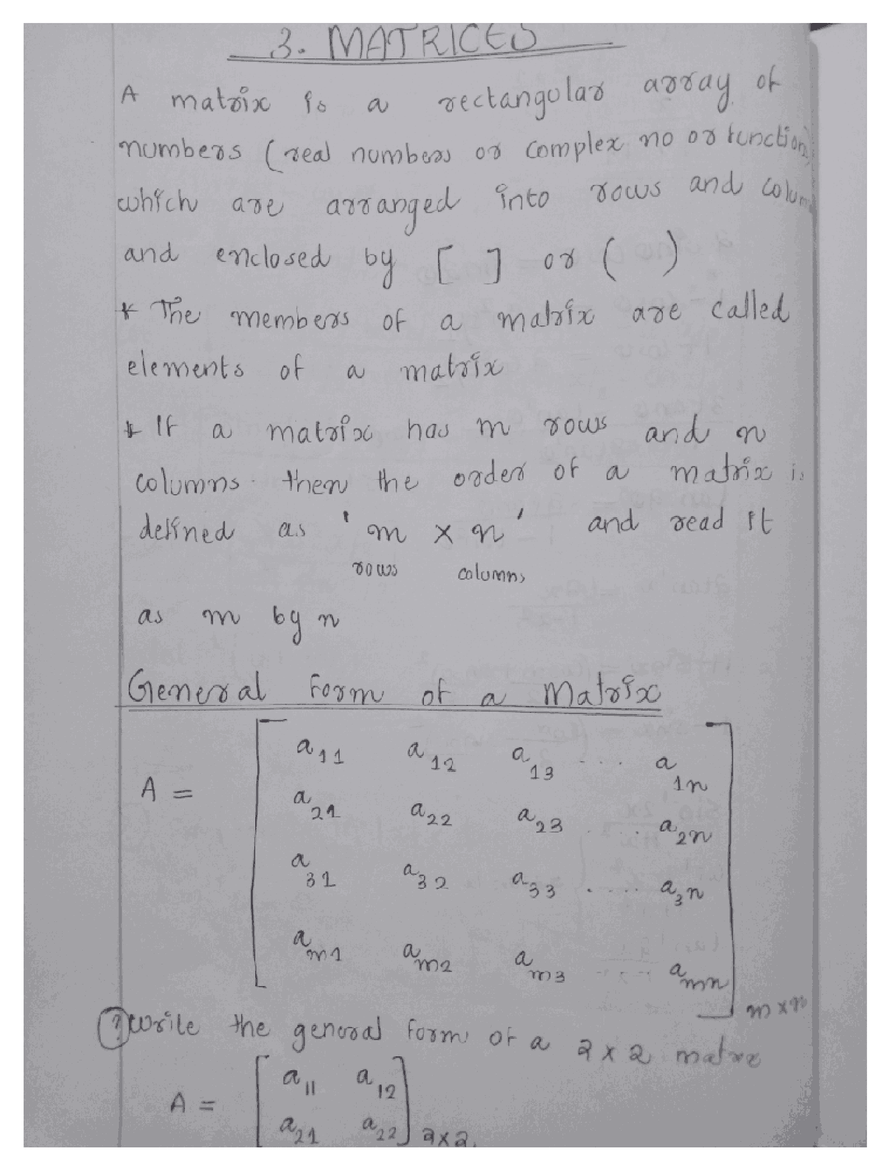 Short note on chapter Matrices. For 12th gradr | Summaries Mathematics ...