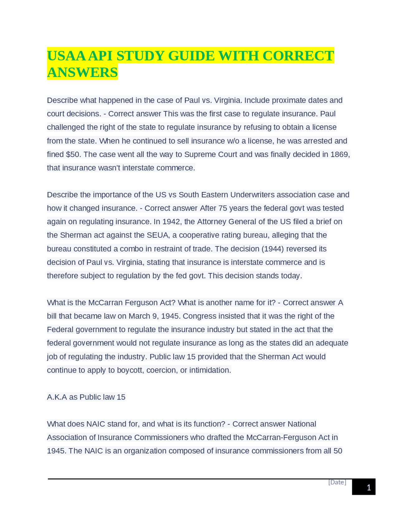 USAA API STUDY GUIDE WITH CORRECT ANSWERS | Exams Study of Commodities ...