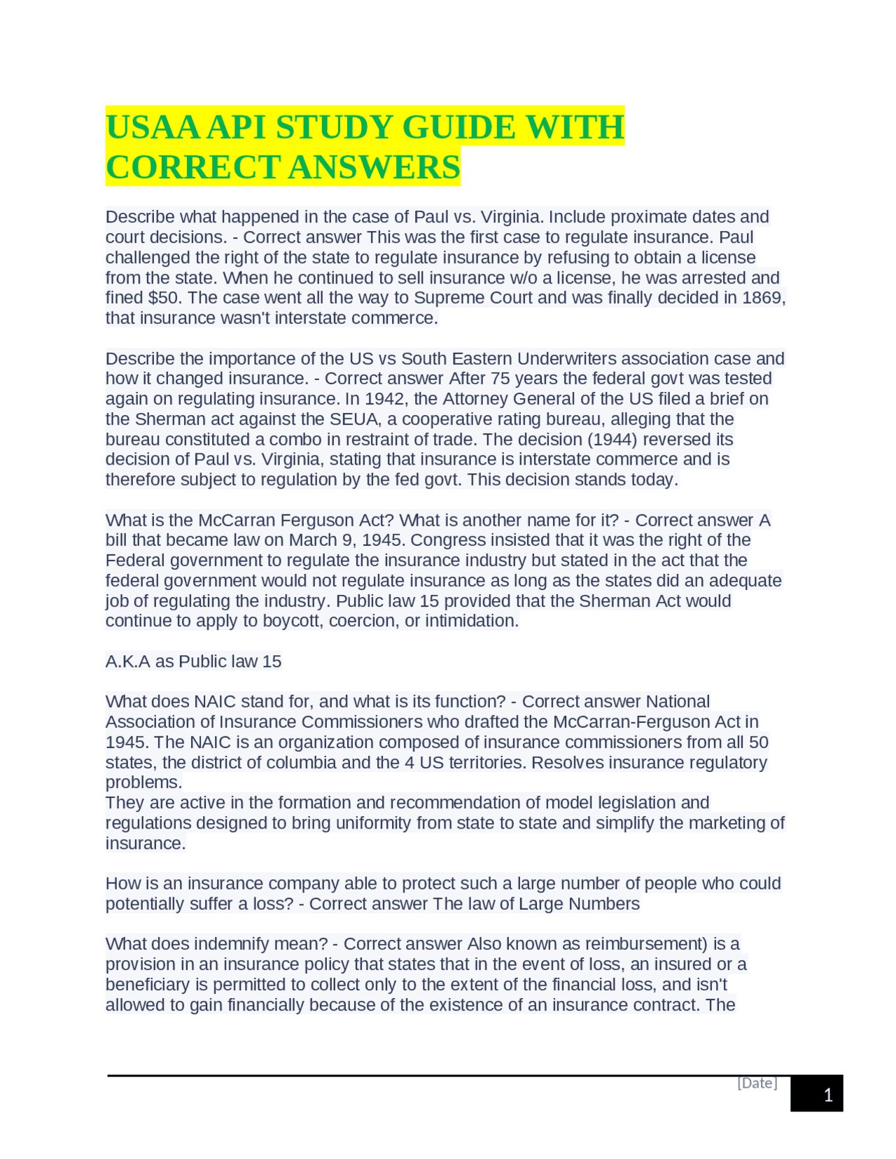 USAA API STUDY GUIDE WITH CORRECT ANSWERS | Exams Study of Commodities ...