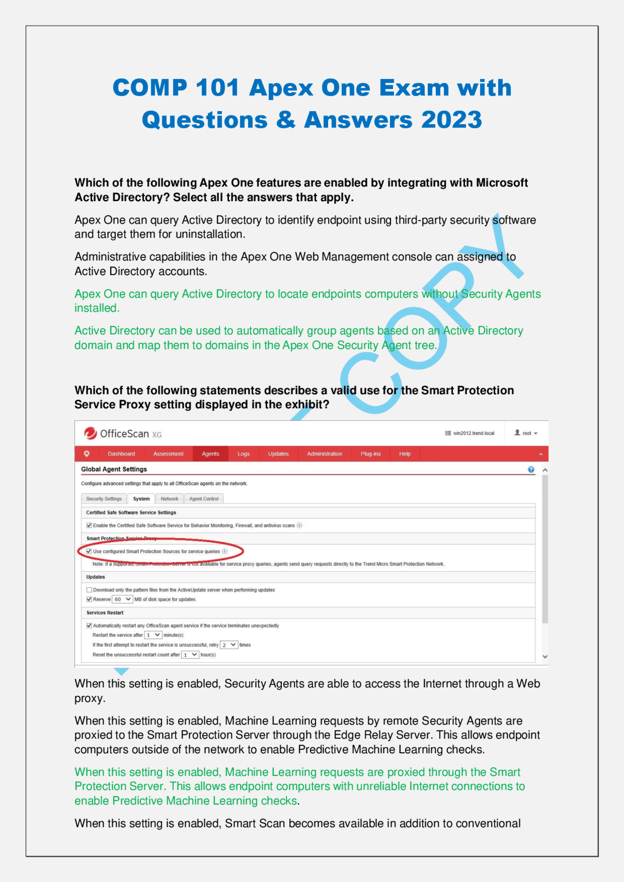 Apex One Exam With Questions And Answers 2023 Exams Computer Networks Docsity