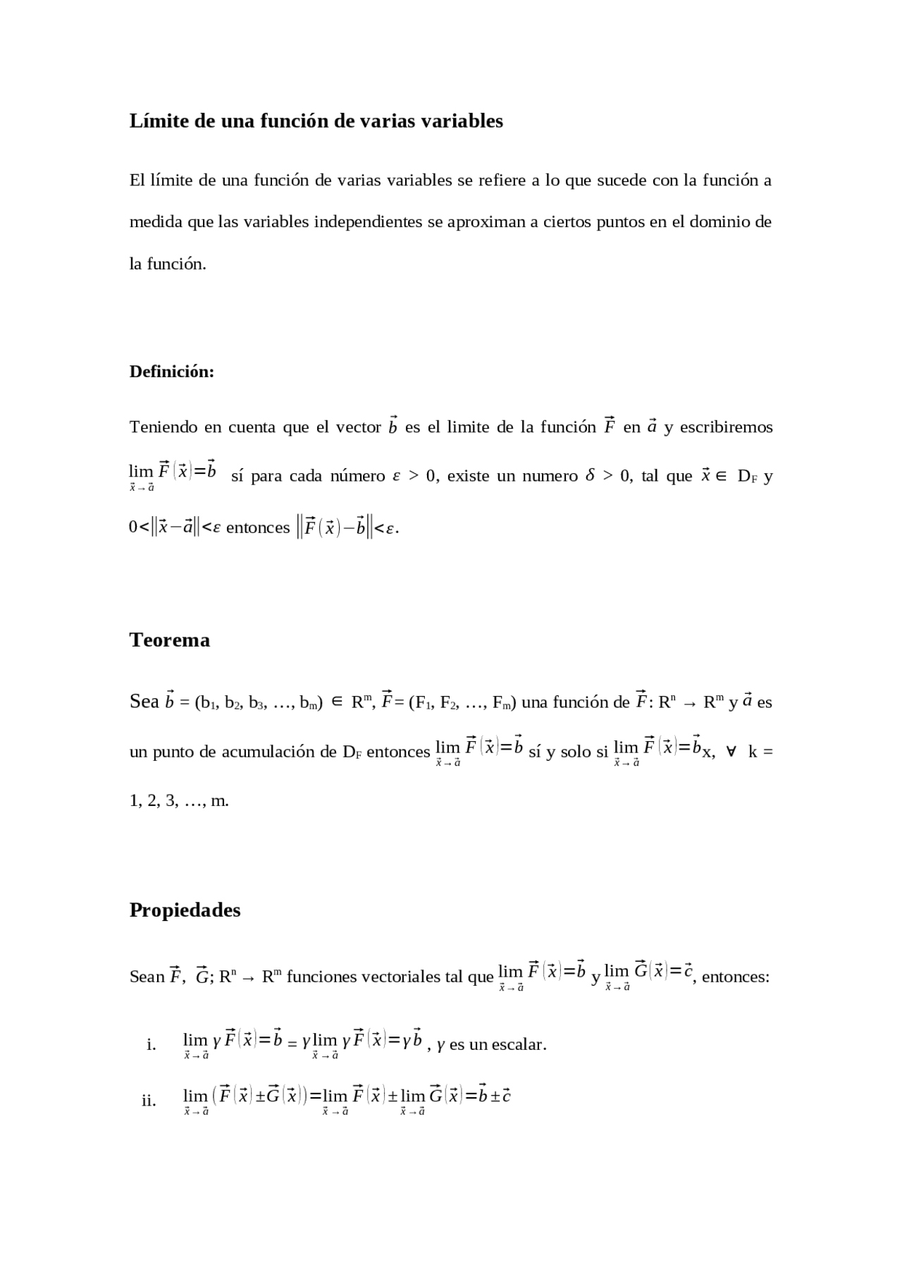 Limite De Una Función De Varias Variables Monografías Ensayos De