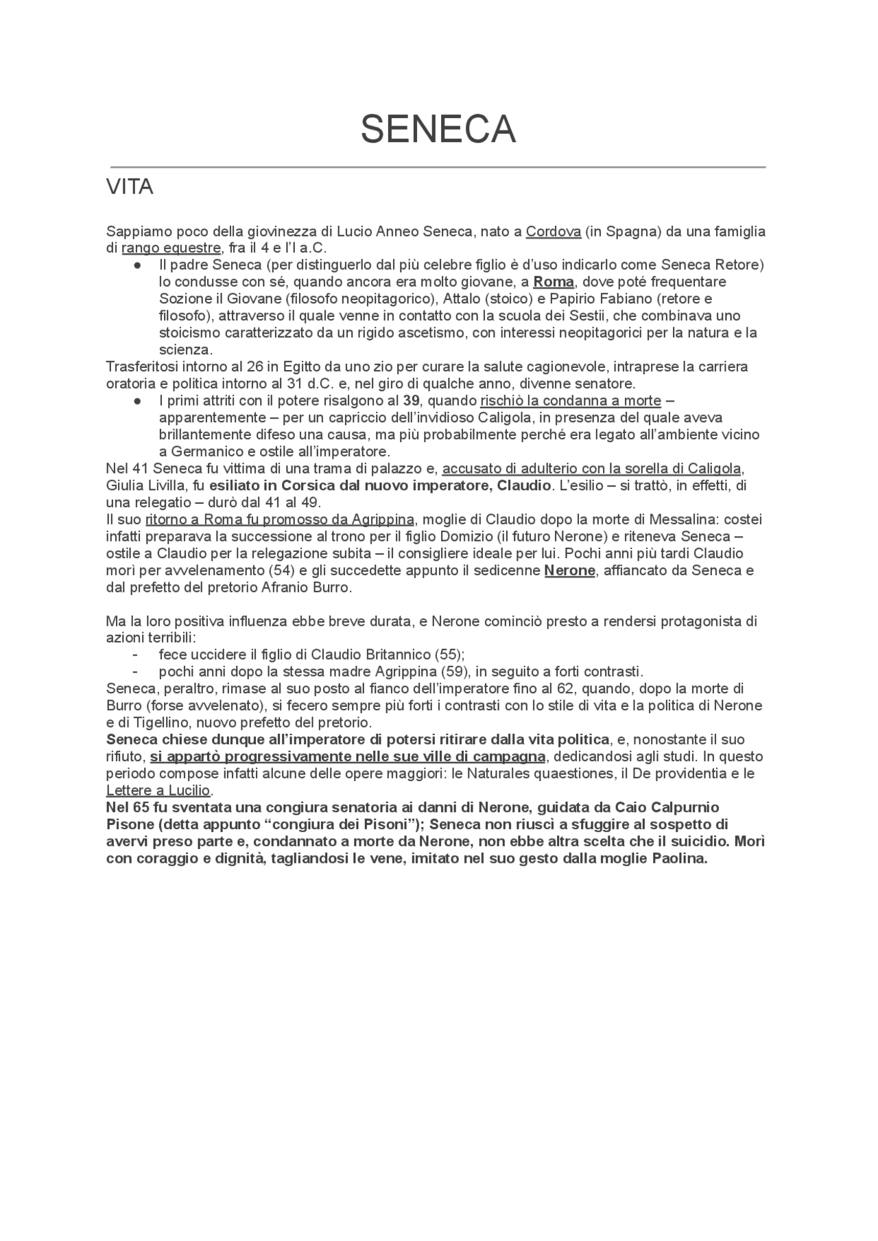 Appunti Completi E Traduzioni Di Versioni Di Seneca Appunti Di Latino