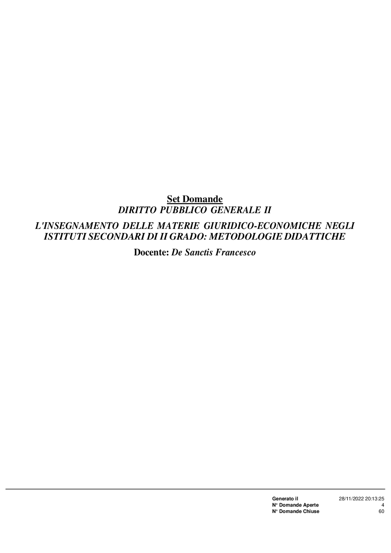 Paniere 2023 DIRITTO PUBBLICO GENERALE II prof. De Sanctis Francesco | Panieri di Diritto ...