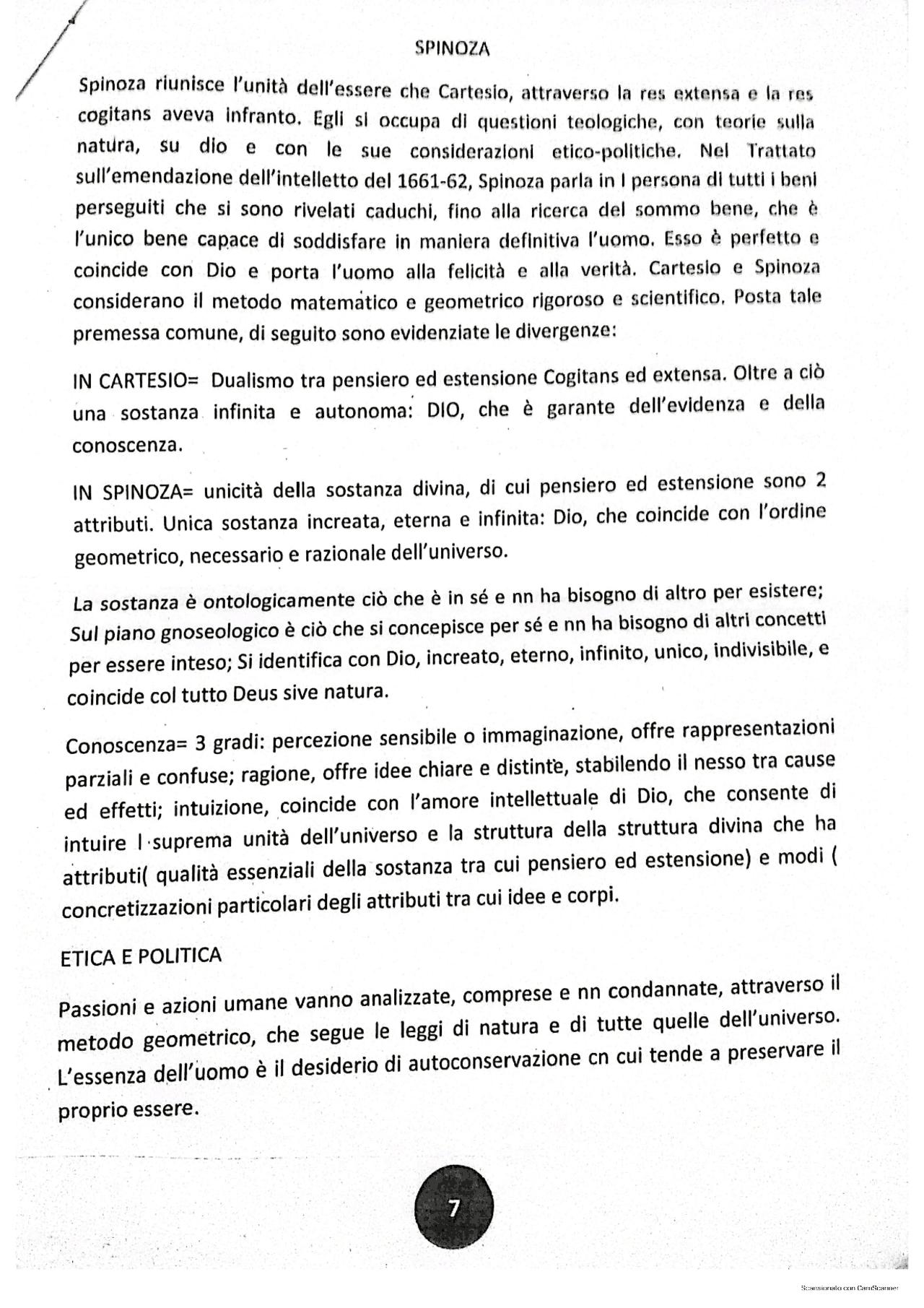 Spinoza Riassunto Sintetico Schemi E Mappe Concettuali Di Filosofia