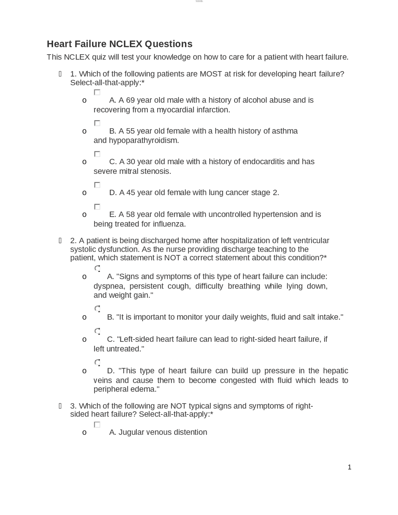 Heart Failure NCLEX Questions and Answers New Update! RATED A+ | Exams ...