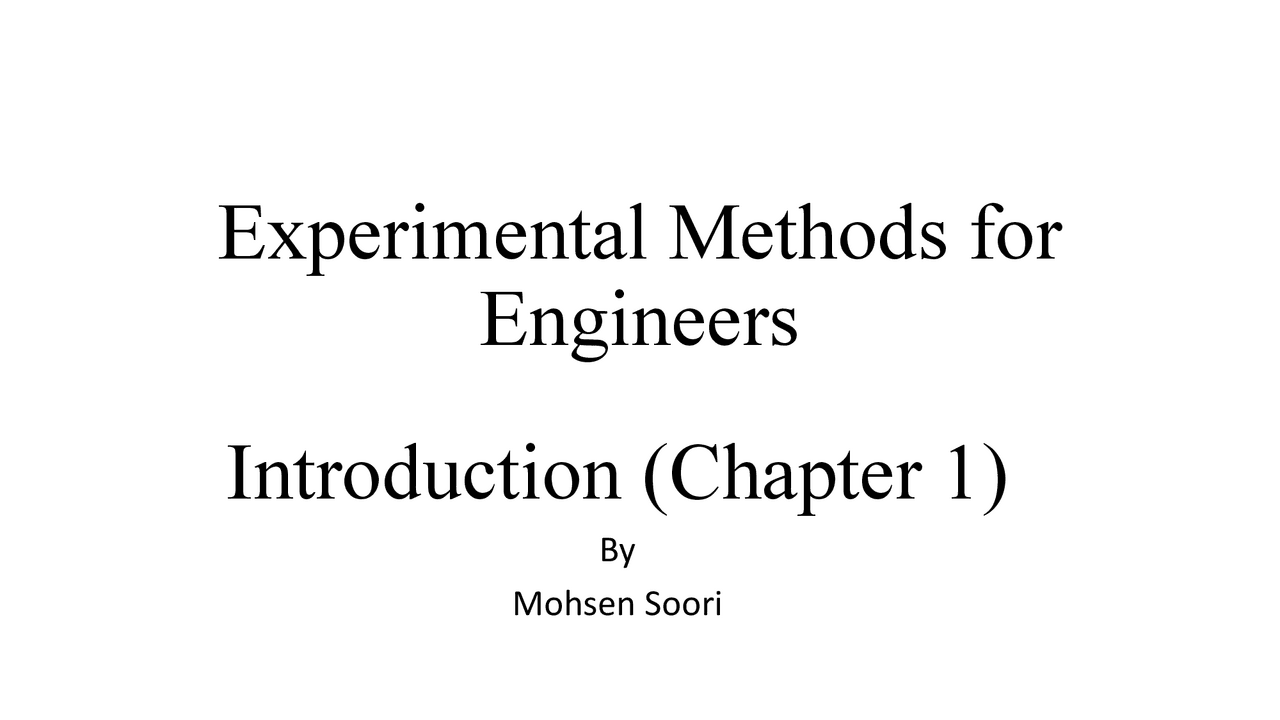 Engineering Experimentation Lecture Notes Aerospace Engineering Docsity