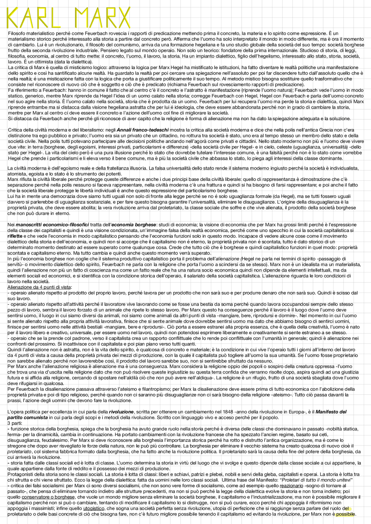 Spiegazione Filosofia Di Karl Marx Appunti Di Filosofia Docsity