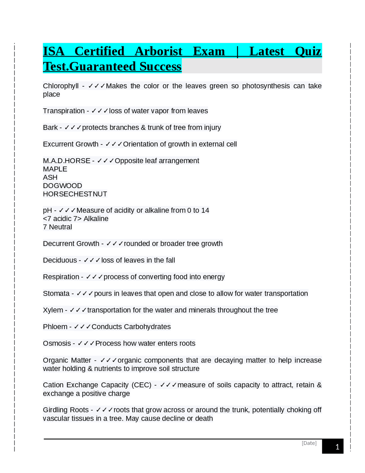 ISA Certified Arborist Exam | Latest Quiz Test.Guaranteed Success ...
