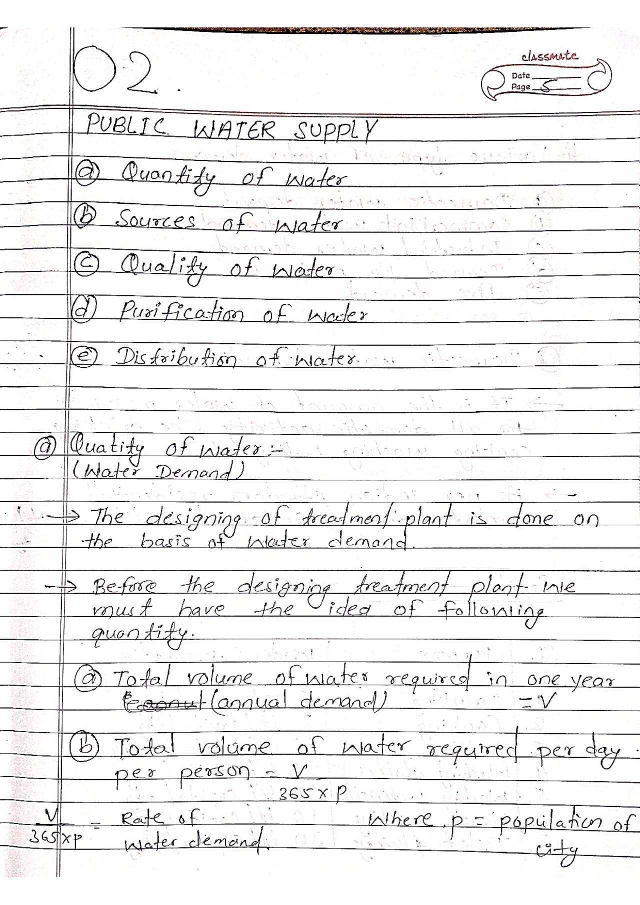 Environmental science - Public water supply | Study notes Environmental ...