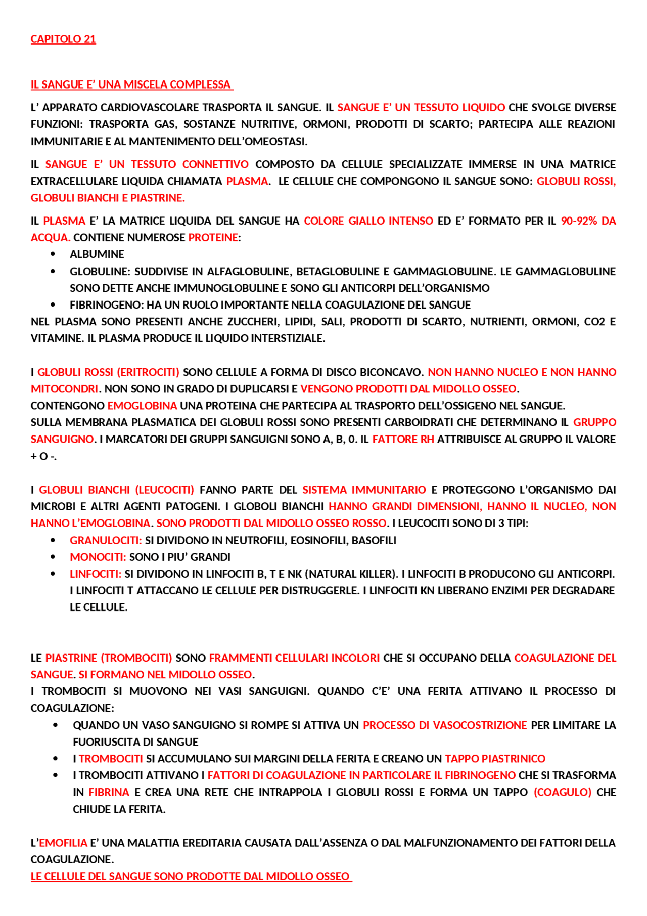 Sangue Apparato Respiratorio Apparato Digerente Riassunto Scienze