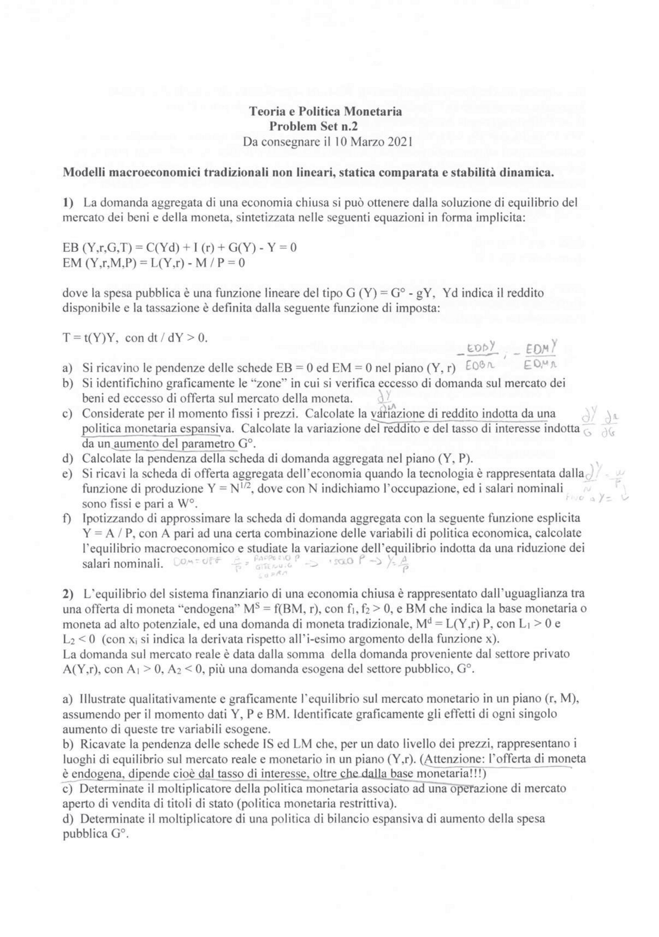 Esercizi Monetaria Avanzata Esercizi Di Macroeconomia Avanzata Docsity
