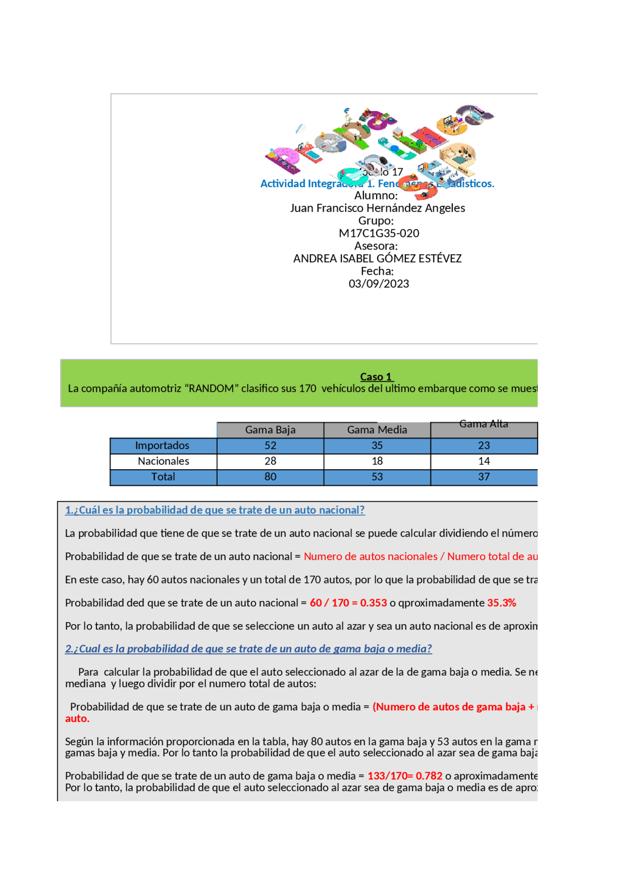 Actividad Integradora 1 Modulo 17 Resúmenes De Matemáticas Aplicadas