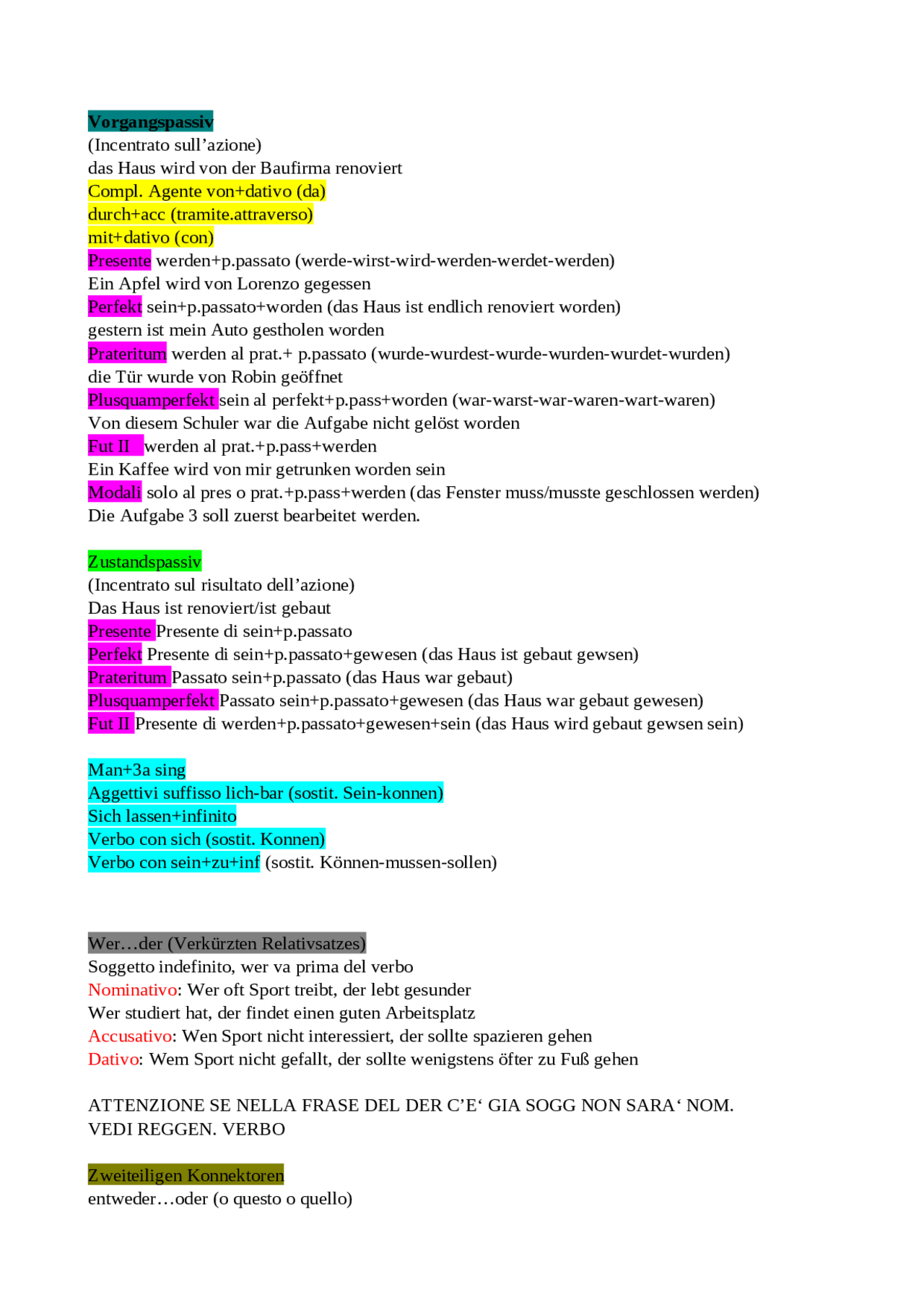 Grammatica tedesco 3 | Schemi e mappe concettuali di Lingua Tedesca | Docsity