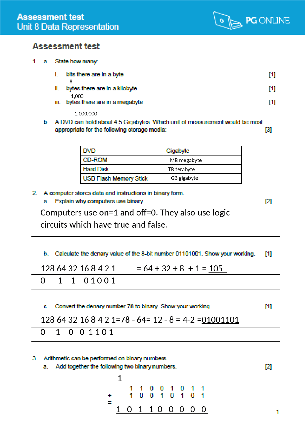 GCSE Computer Science Paper 2 Assessment + quiz + help | Quizzes Computer science | Docsity