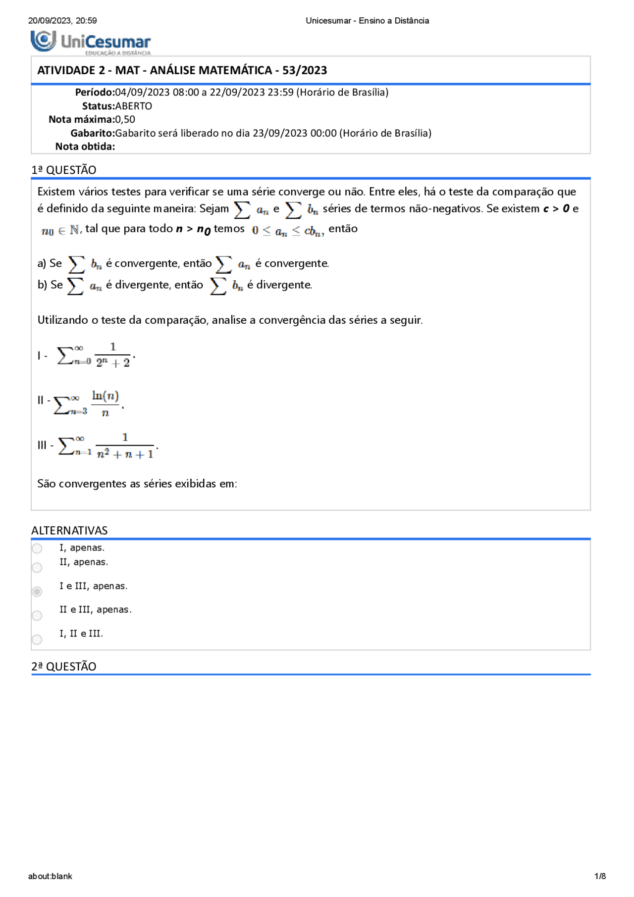 Atividade exercício de matemática | Exercícios Matemática | Docsity