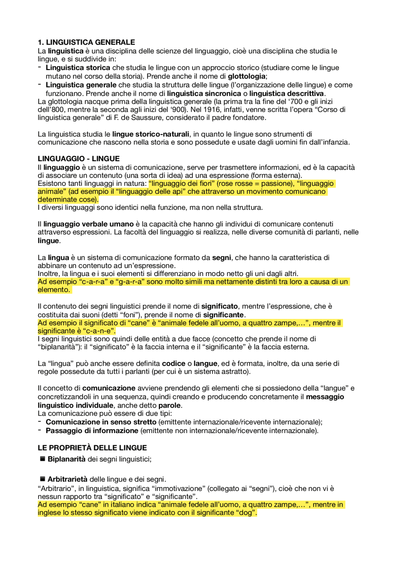 Linguistica Generale Appunti Di Linguistica Generale Docsity