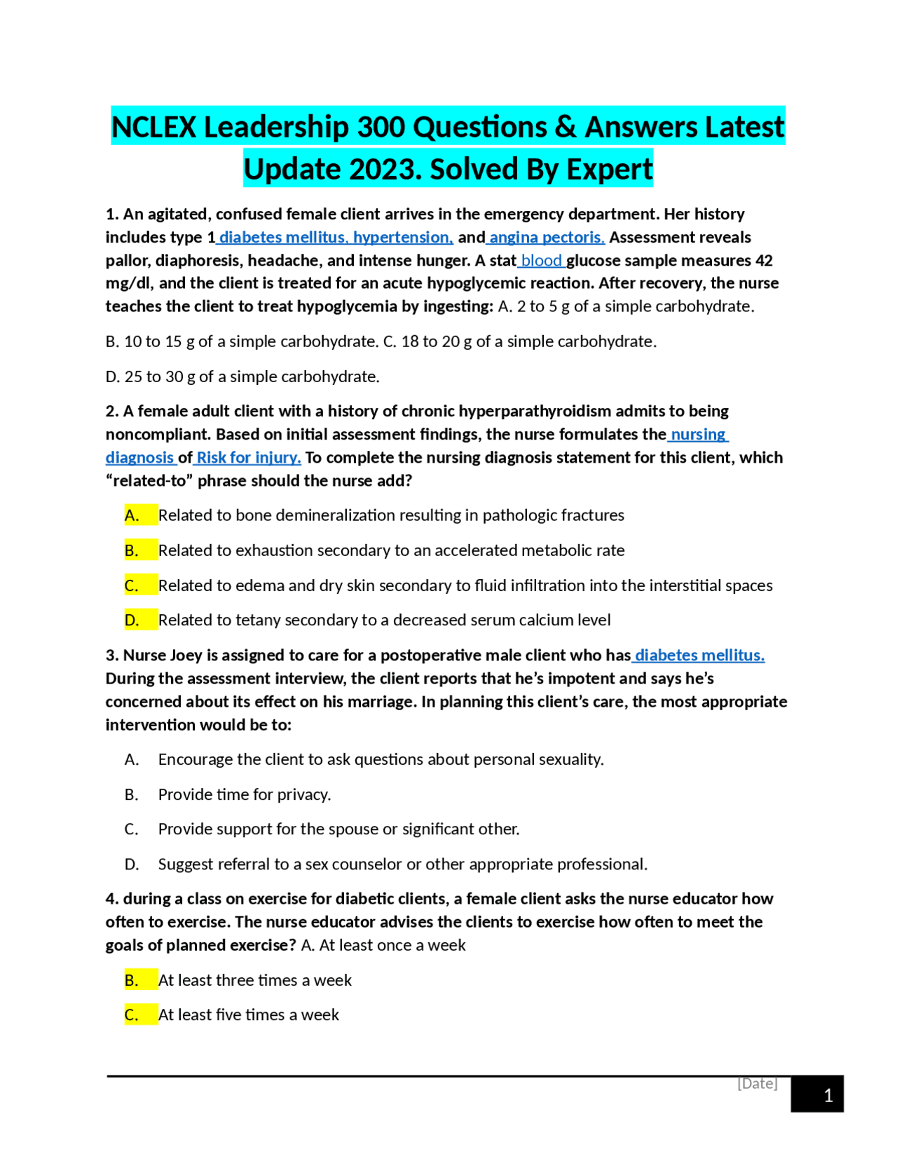 NCLEX Leadership 300 Questions & Answers Latest Update 2023. Solved By ...