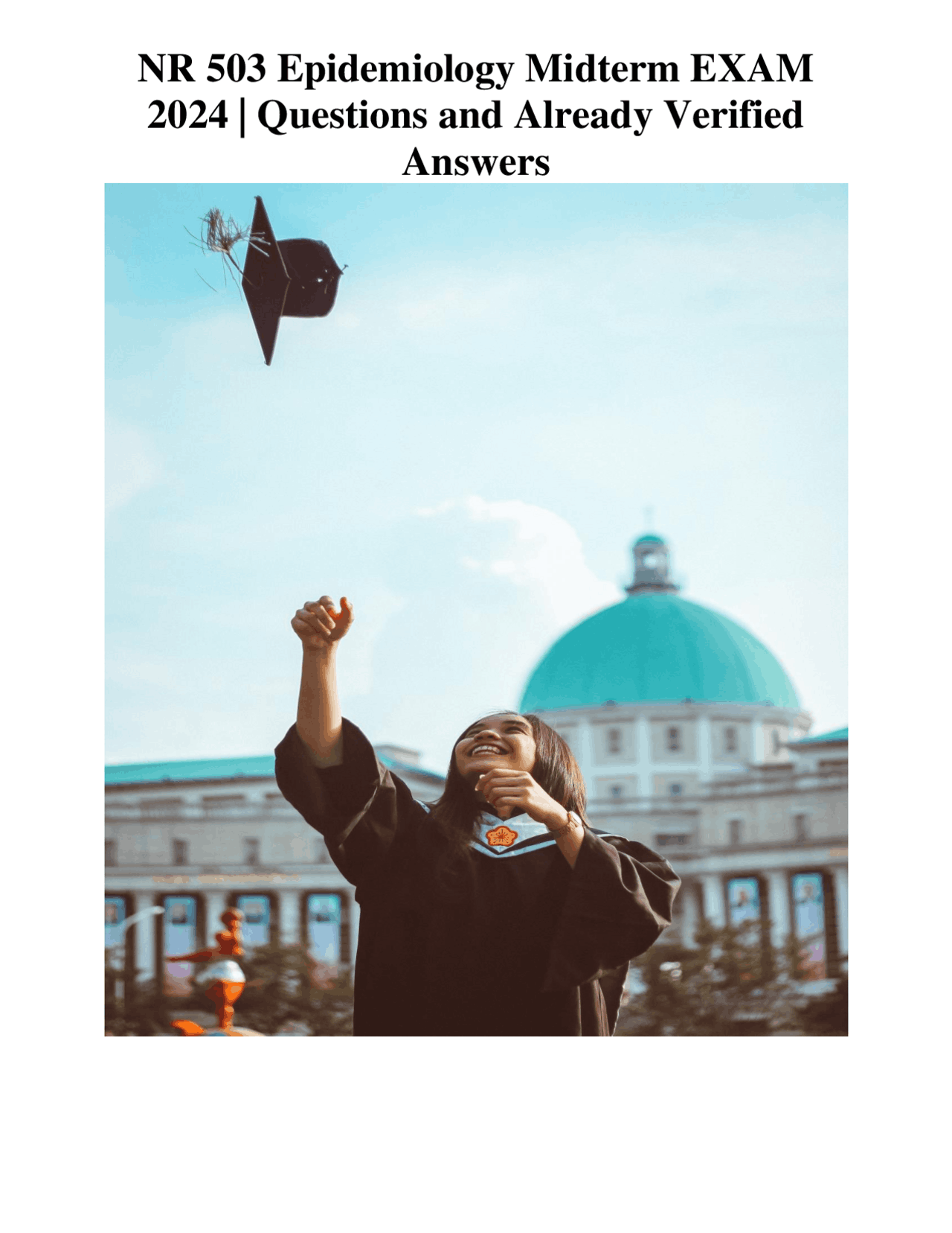 NR 503 Epidemiology Midterm EXAM 2024 | Questions and Already Verified Answers | Exams Nursing ...