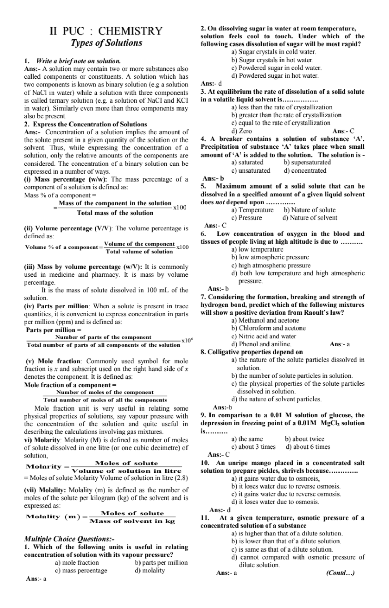 Previous Years Question Exams Chemistry Docsity