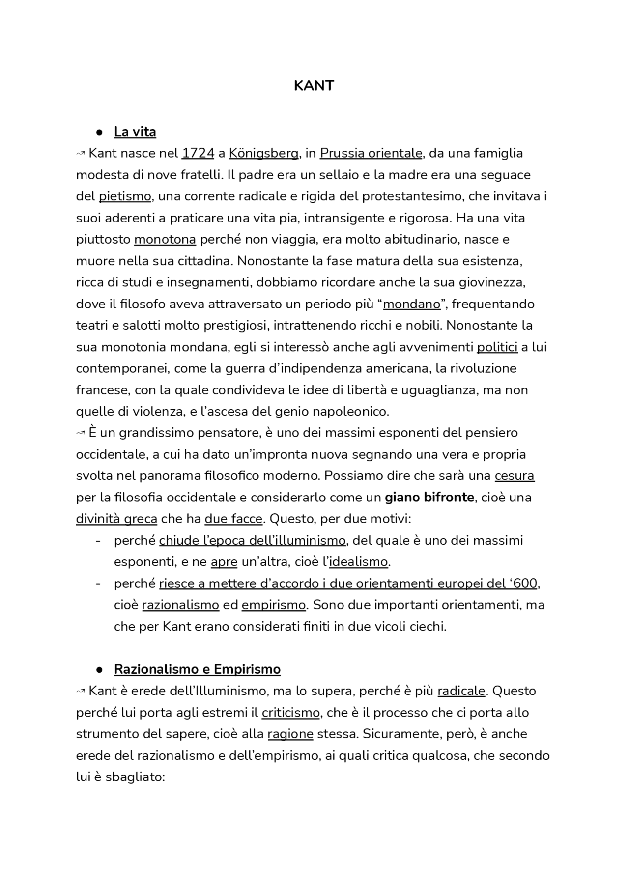 Kant Razionalismo E Empirismo Appunti Di Filosofia Docsity
