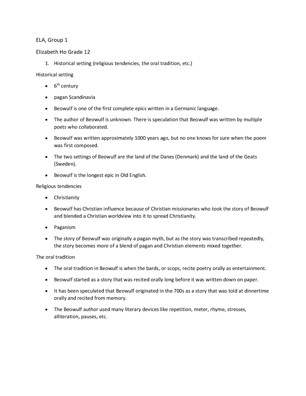 Beowulf Lecture Document Schemes And Mind Maps English Docsity