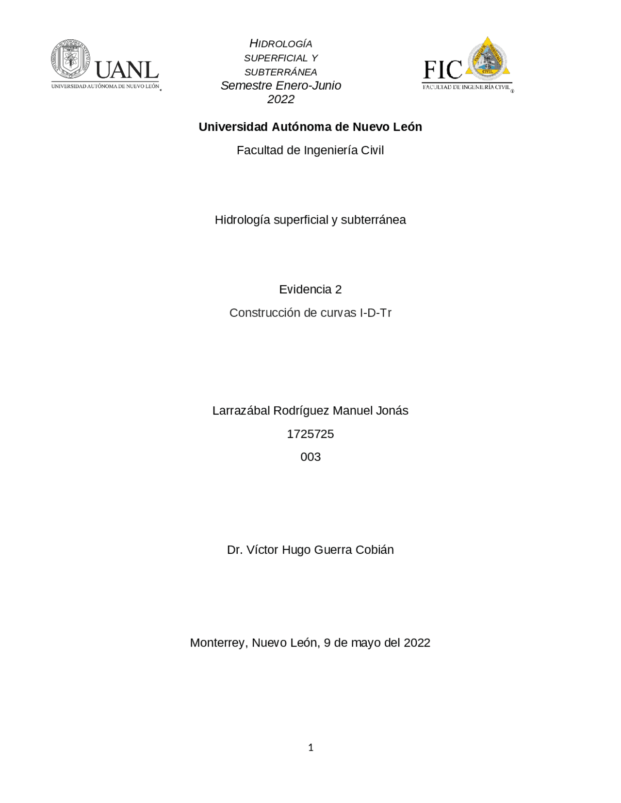Construcción De Curvas I D Tr Resúmenes De Hidrología Docsity