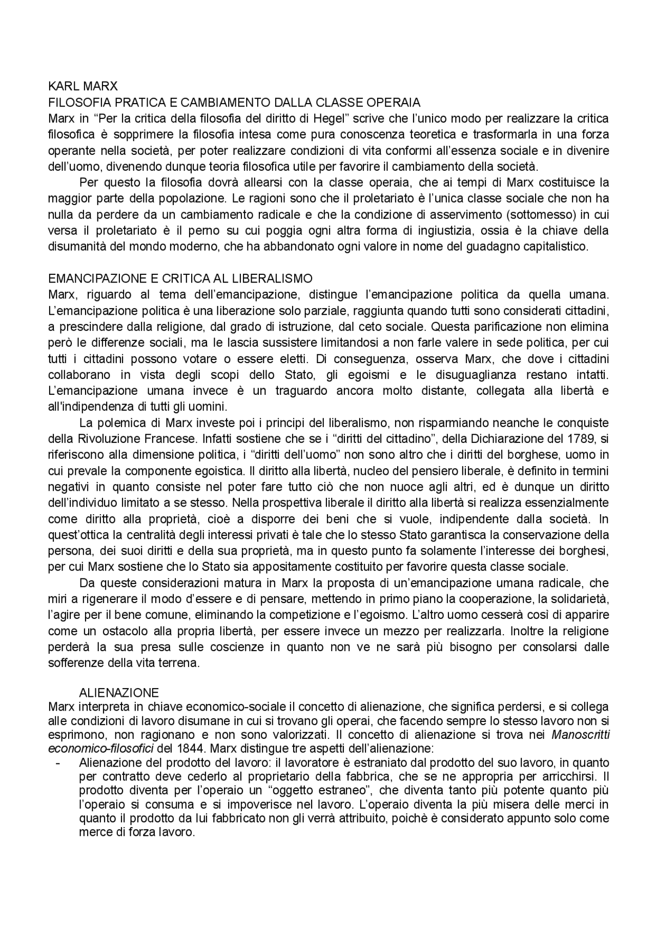 Marx Appunti Completi Della Teoria Appunti Di Filosofia Docsity