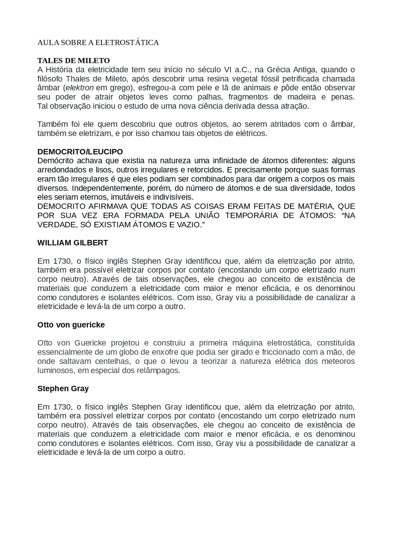Resumo Sobre A Introdução De Eletrostatica Resumos Física Docsity