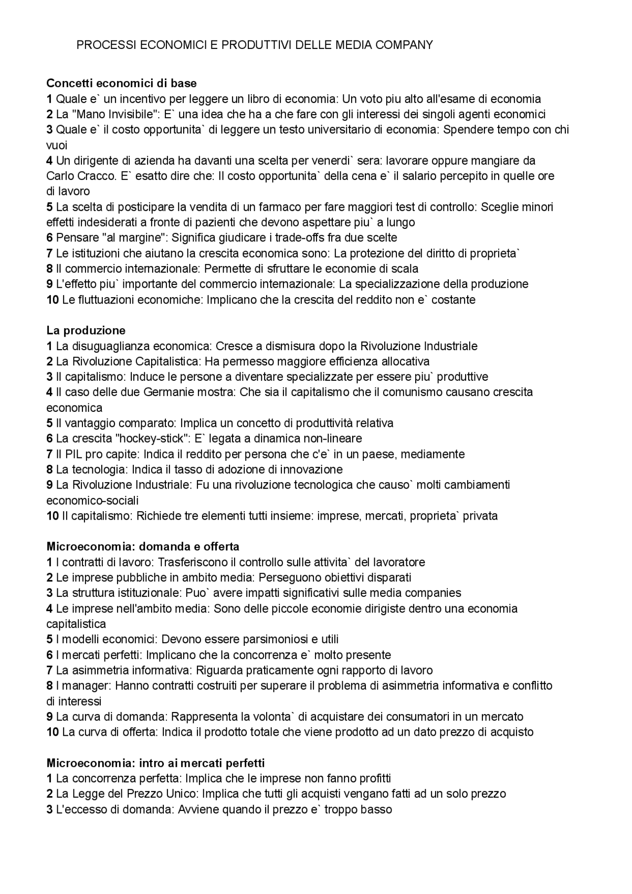 Risposte esame "Processi economici e produttivi delle media company ...