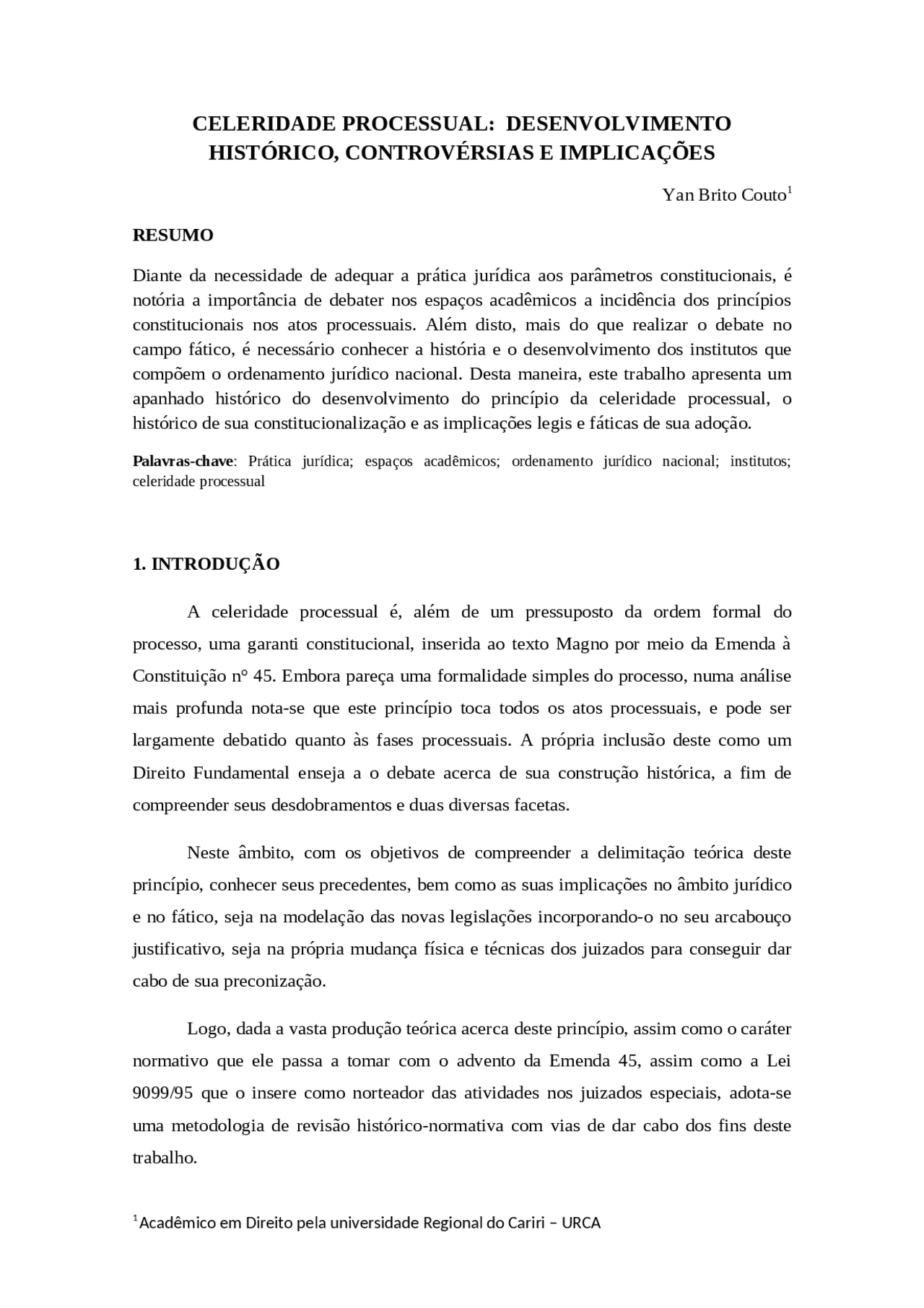 Celeridade Processual | Trabalhos Teoria Geral do Processo | Docsity