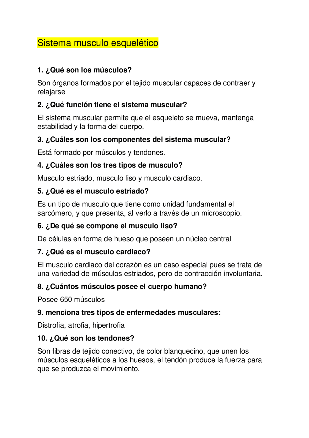 Son preguntas relacionadas al sistema músculo esquelético | Apuntes de ...
