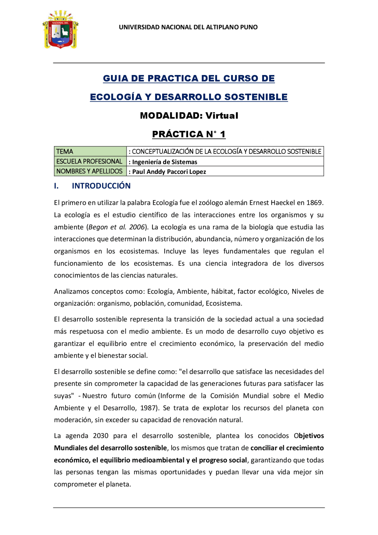 Ecología Trabajo Resuelto 01 Ejercicios De Ingeniería Docsity