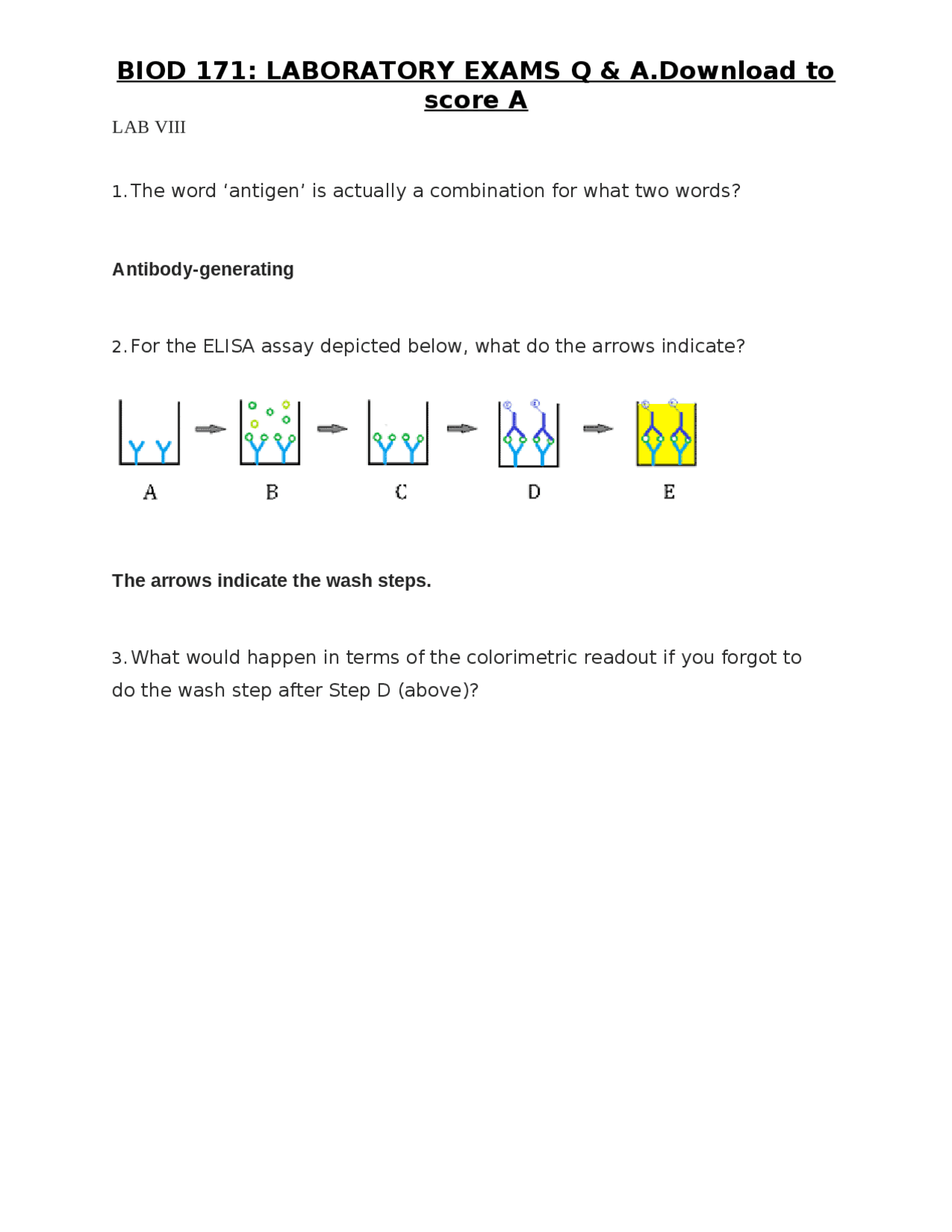 BIOD 171 Laboratory Exams Q&A | Lab Reports Nursing | Docsity