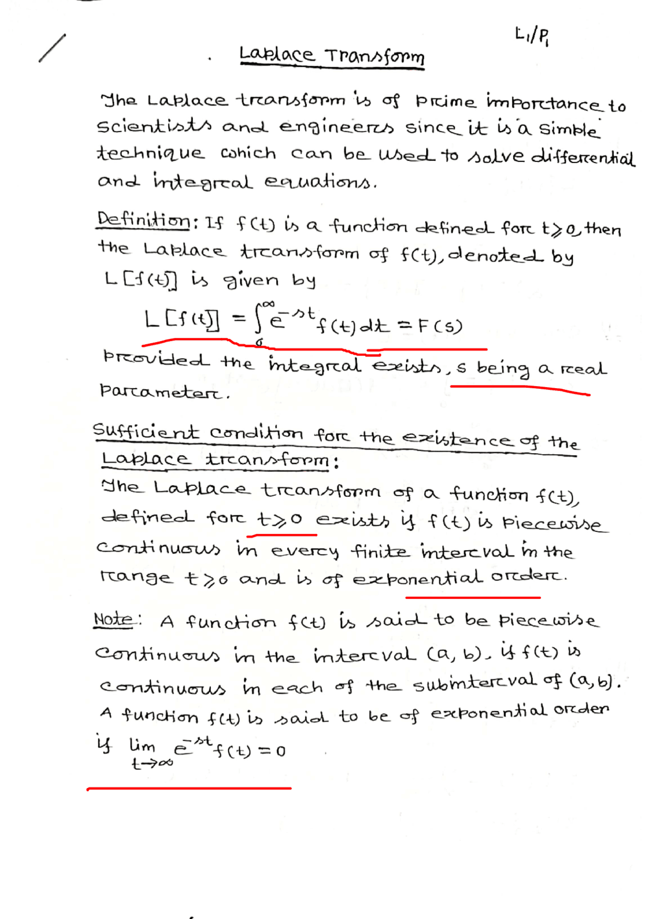 Laplace Transform Lecture Lecture Notes Mathematics Docsity