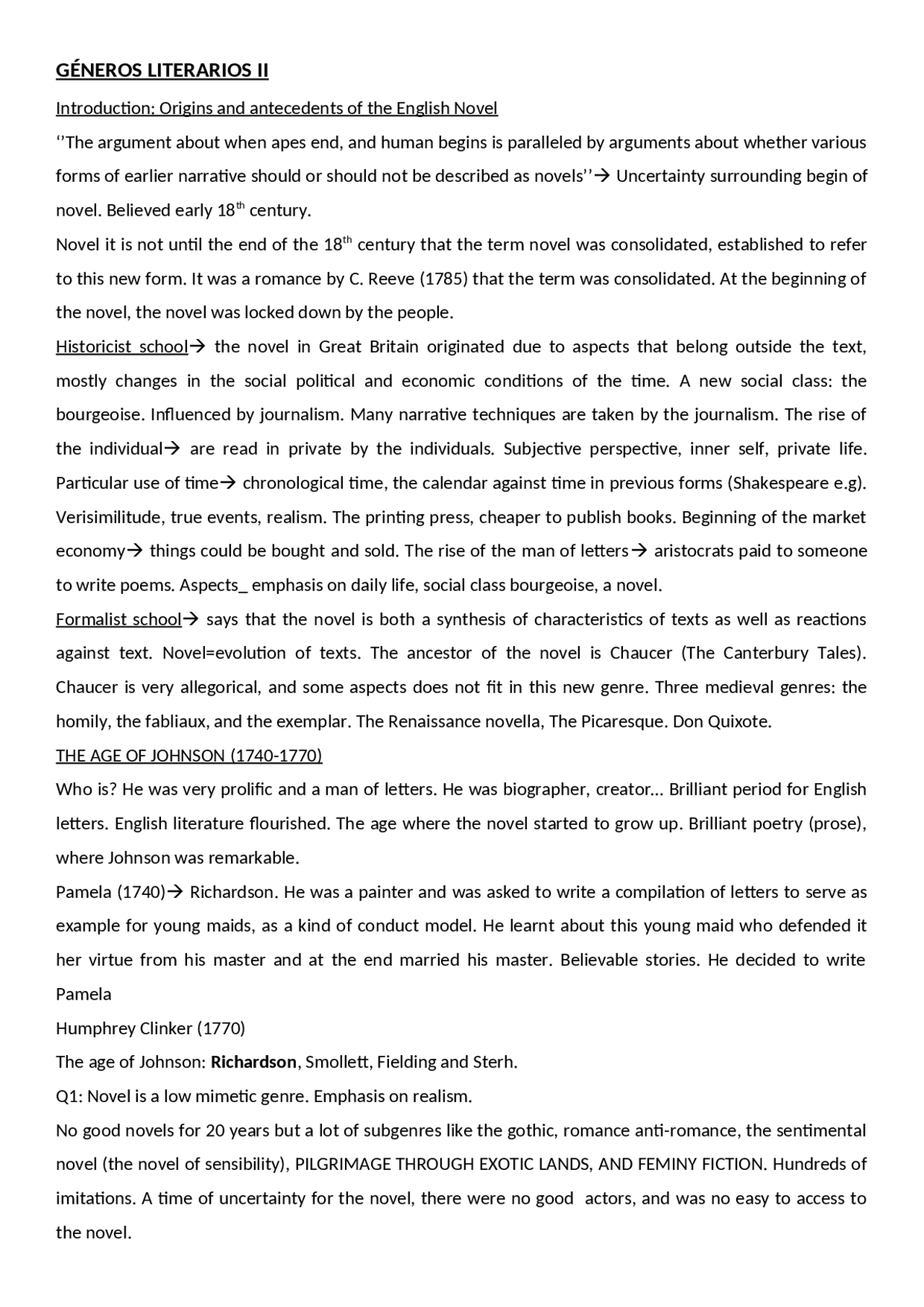 Generos literarios 2 | Resúmenes de Análisis de Textos Literarios | Docsity