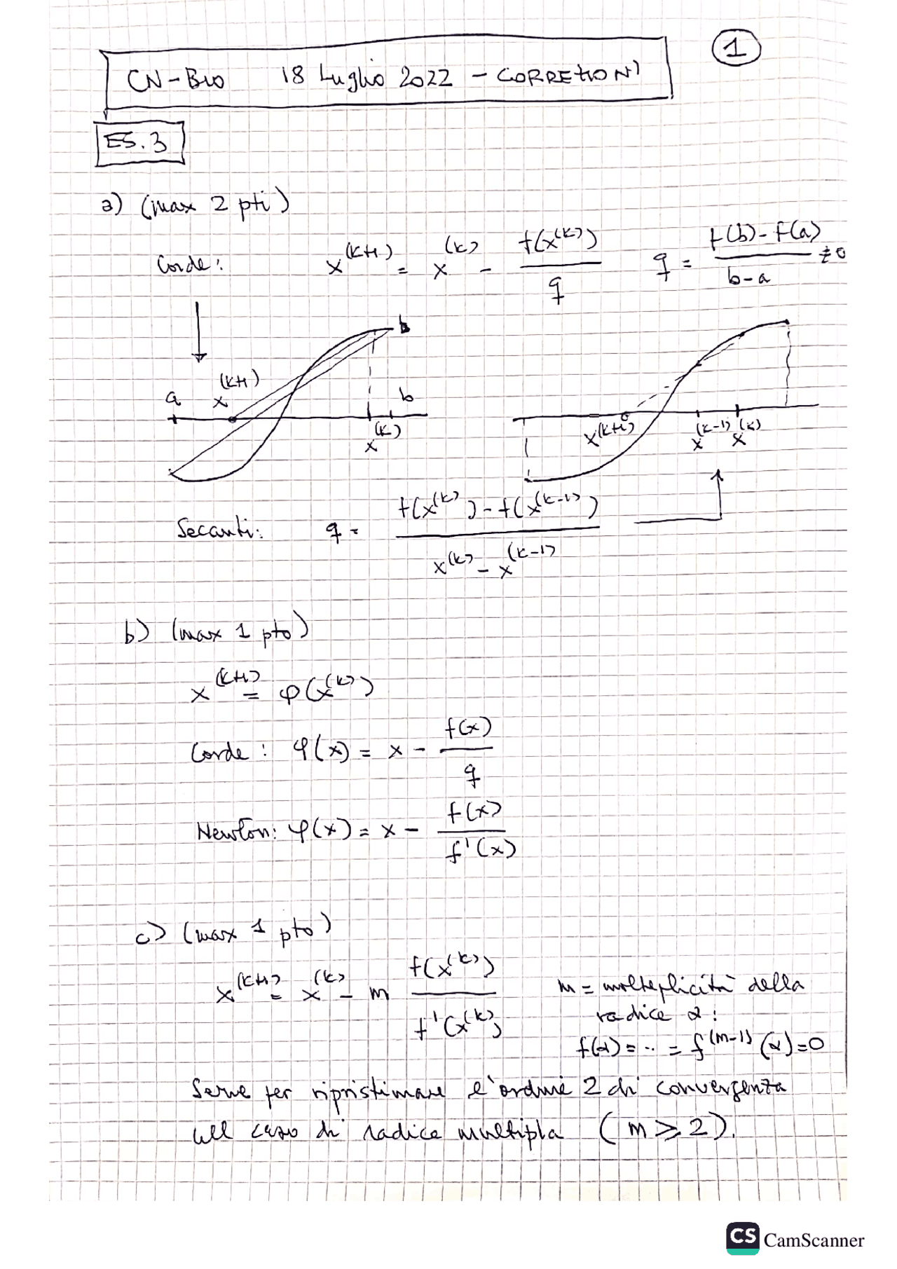 Esame Di Calcolo Numerico Test Dammissione Di Calcolo Numerico Docsity