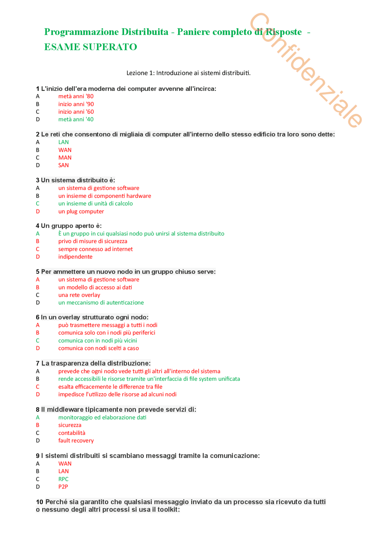 Programmazione Distribuita - Paniere completo di Risposte - ESAME SUPERATO | Panieri di ...
