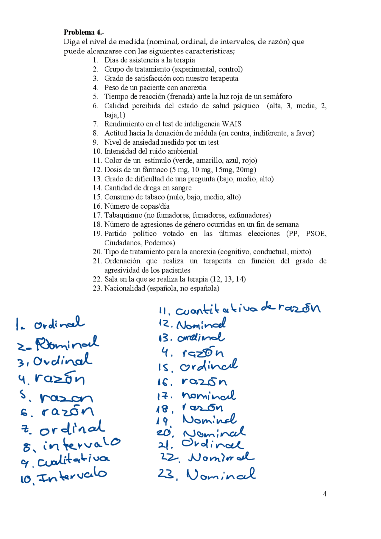 Ejercicios Variables Ejercicios De Estadística Docsity