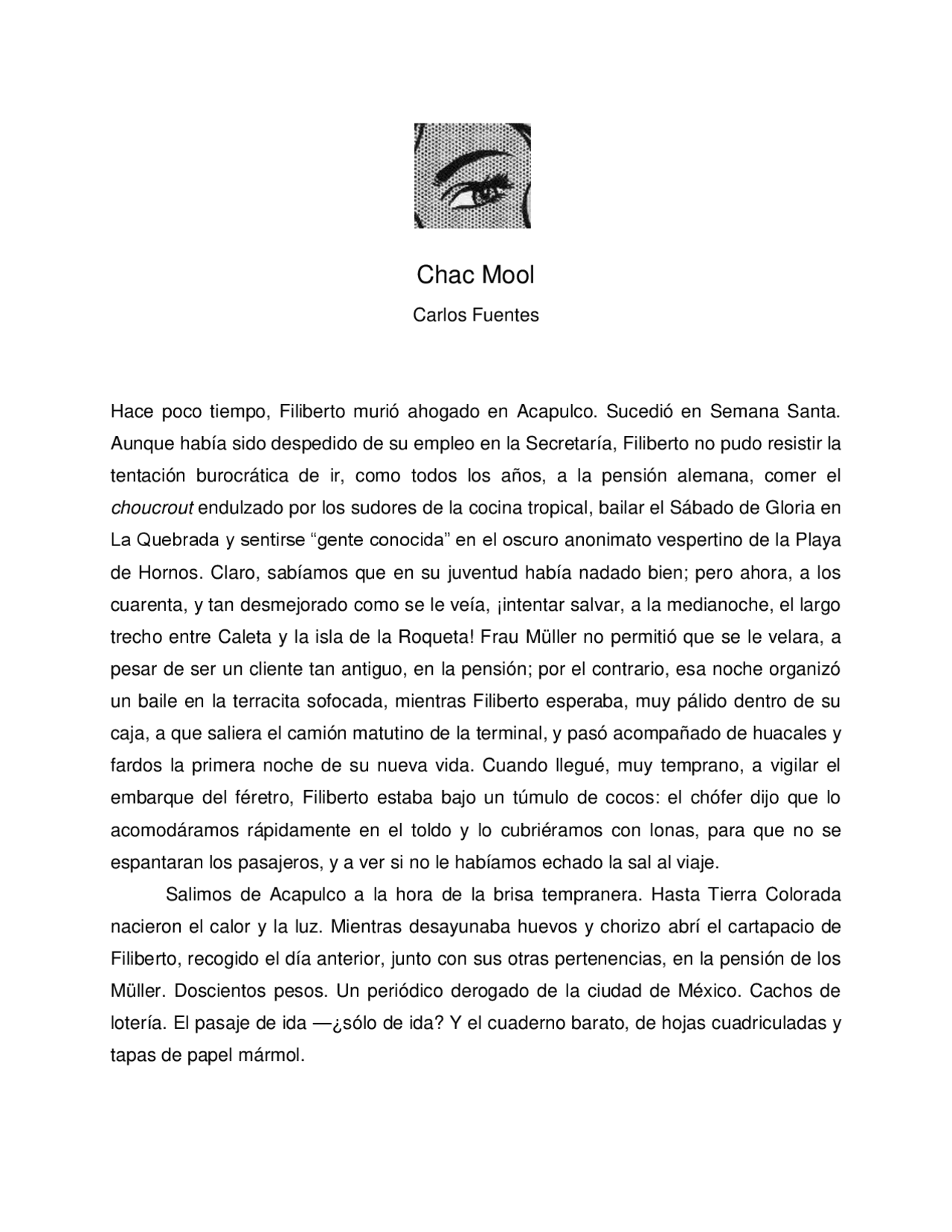 "Chac Mool" del autor mexicano Carlos Fuentes. | Monografías, Ensayos ...