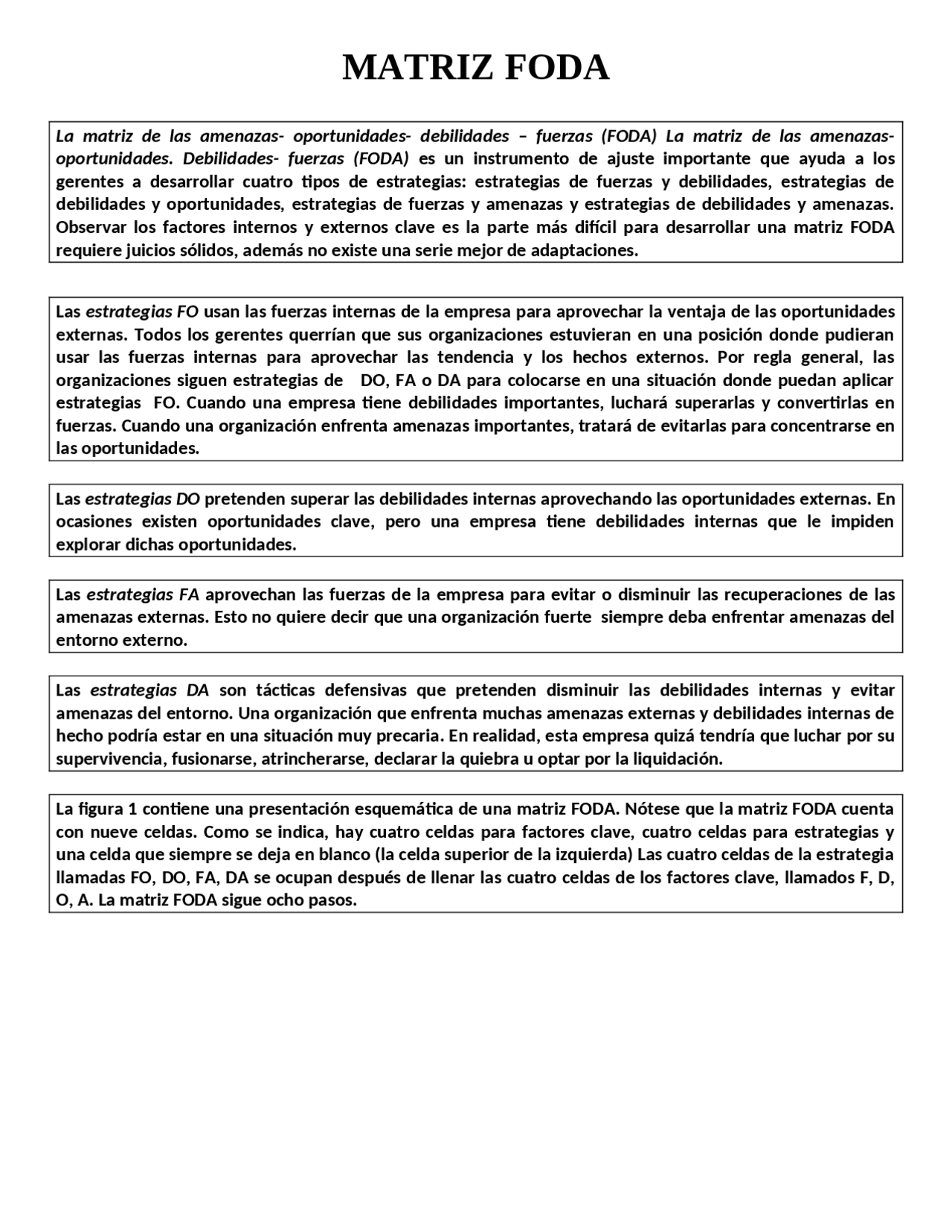 Matriz Foda En Economía Monografías Ensayos De Economía Docsity